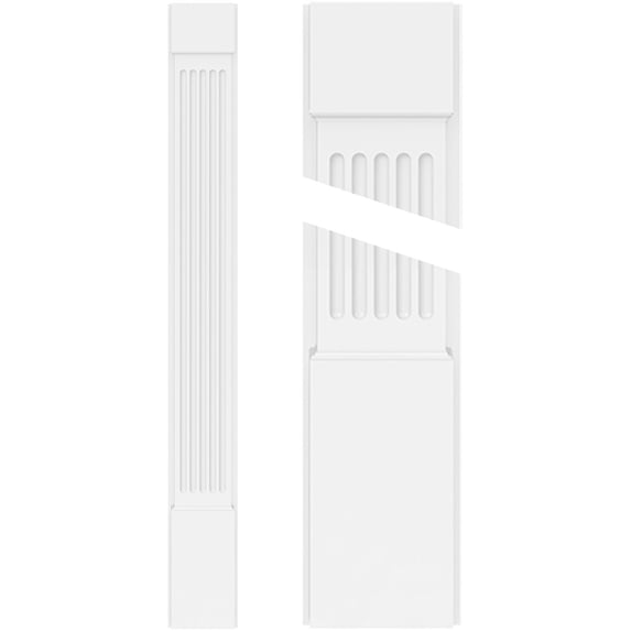 8"W x 60"H x 2"P Fluted PVC Pilaster w/Standard Capital & Base (Pair ...