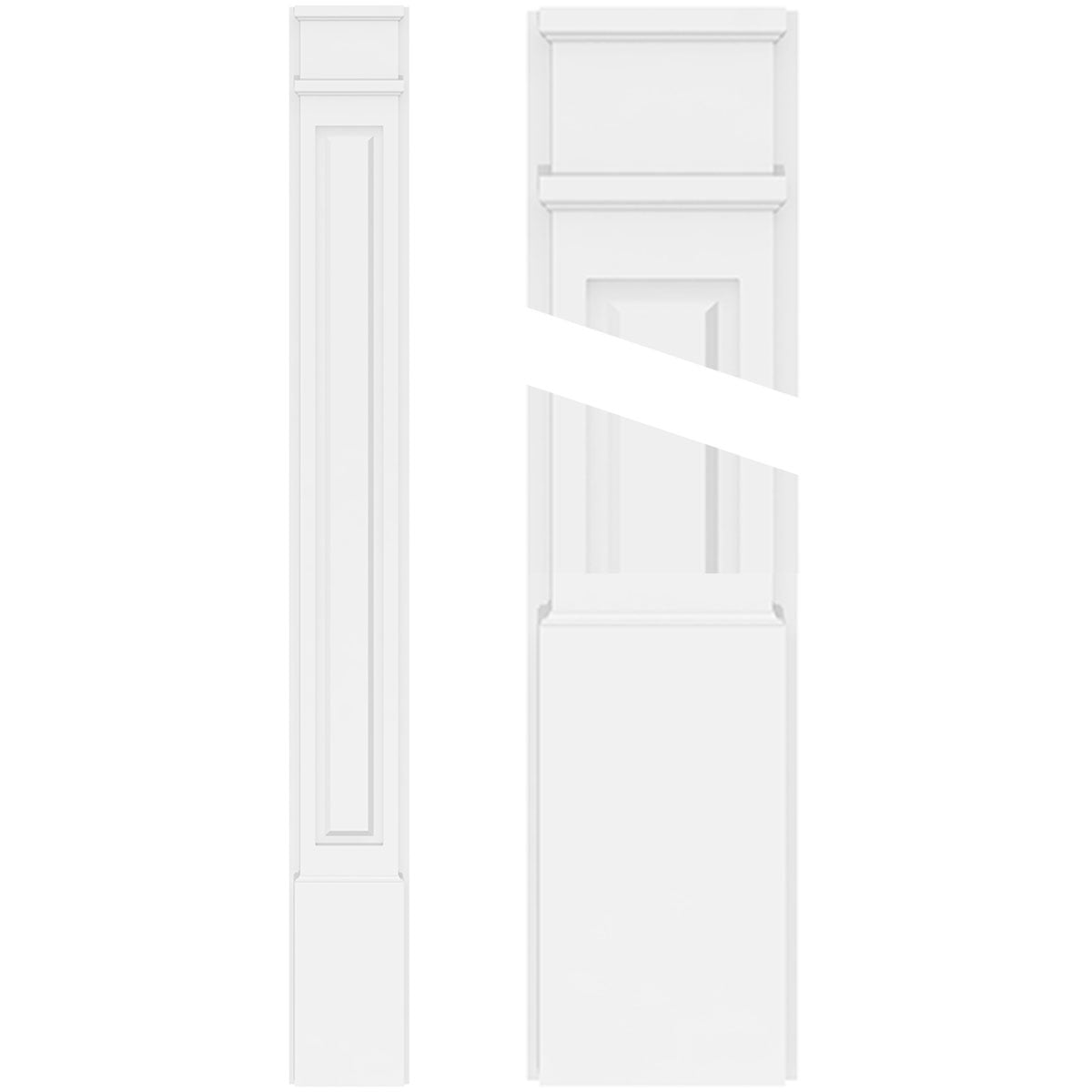 8"W x 90"H x 2"P Raised Panel PVC Pilaster w/Decorative Capital & Base ...