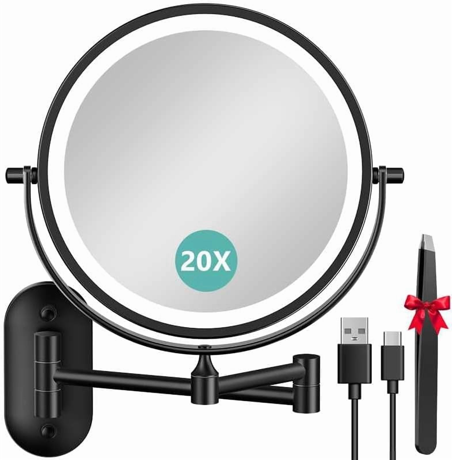 8'' Wall Mounted Lighted Makeup Mirror, 3200mAh Rechargeable Double ...