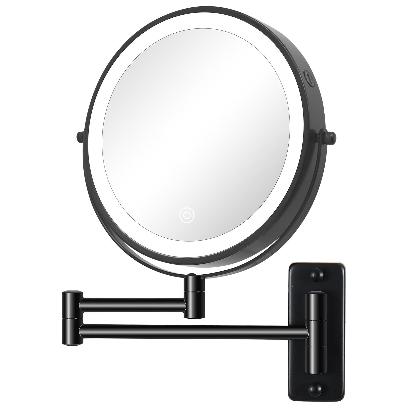 8" Wall-Mounted Makeup Mirror with Lights, Rechargeable 1X10X ...