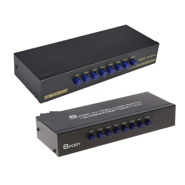 8-Way AV Switch RCA Switcher 8 In 1 Out Composite Video L/R Selector ...