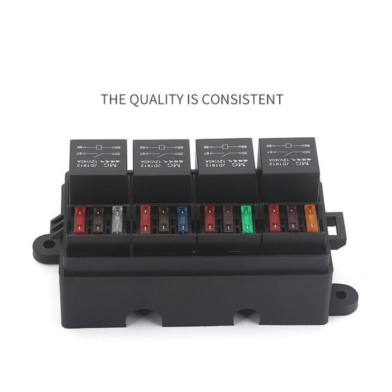 8 Way Circuit Standard Blade Fuse Holder Box with Spade Terminals and ...