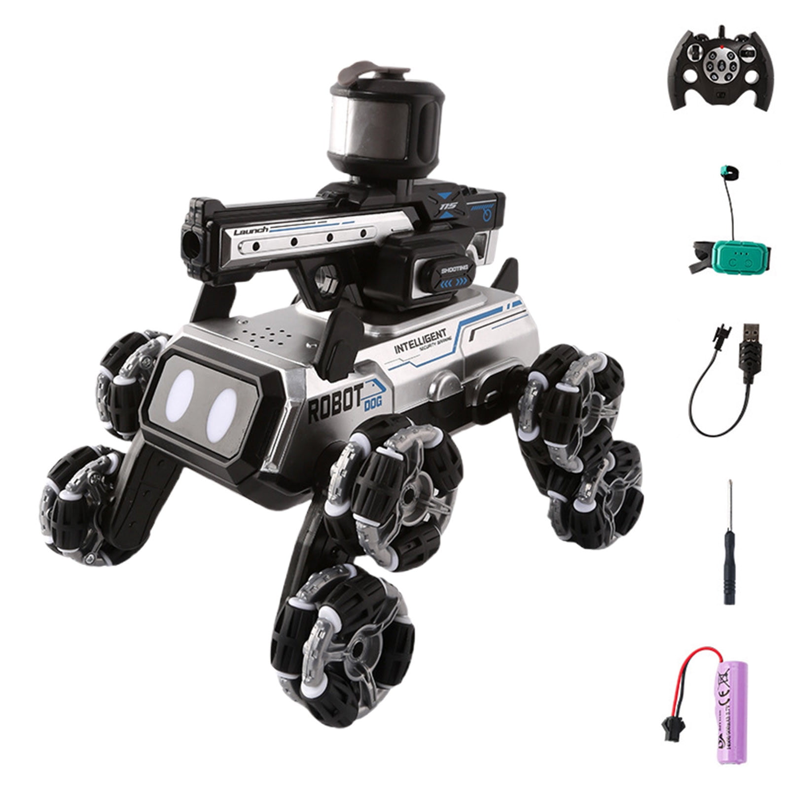 8 Wheel Stunt Remote Control Robotic Dog With Water Disc Launcher ...