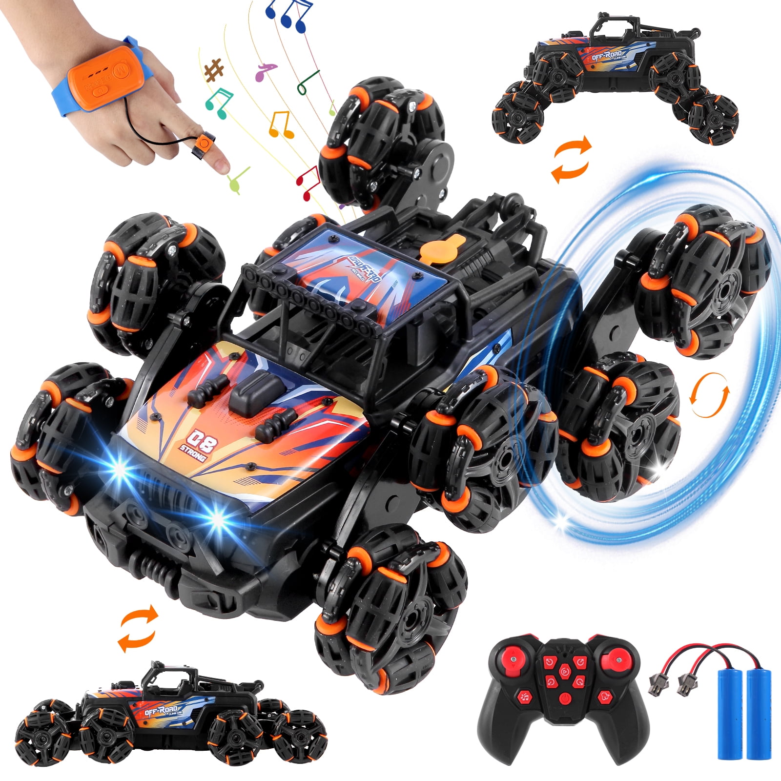 8 Wheels Remote Control Car, 2.4GHz Gesture Sensing RC Stunt Car with ...