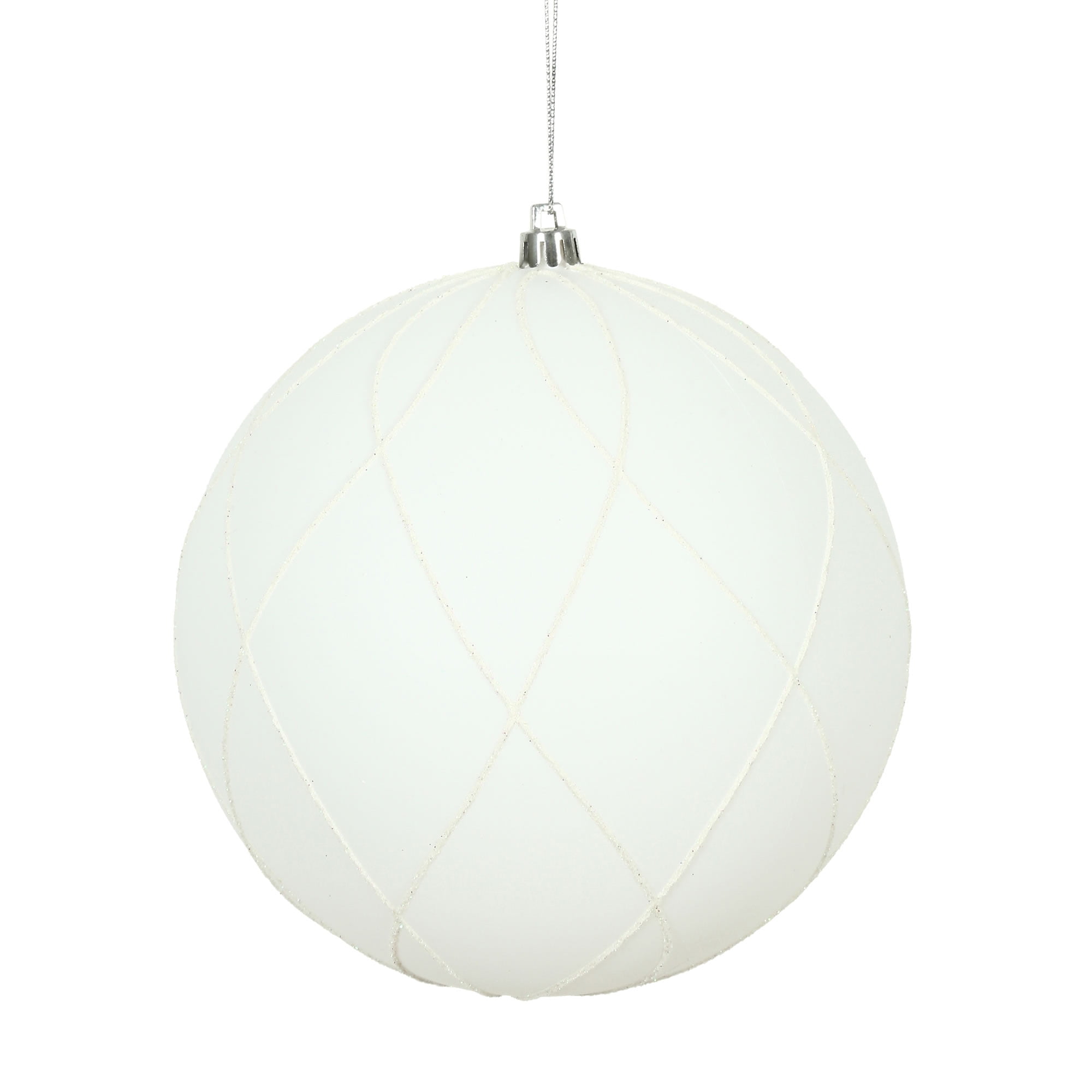 8" White Matt Glitter Swirl Ball 1/Bx - Walmart.com