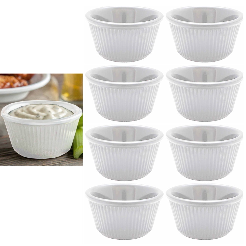 8 White Mini Ramekins Condiment Saucers Melamine BPA Free Bowl Souffle ...