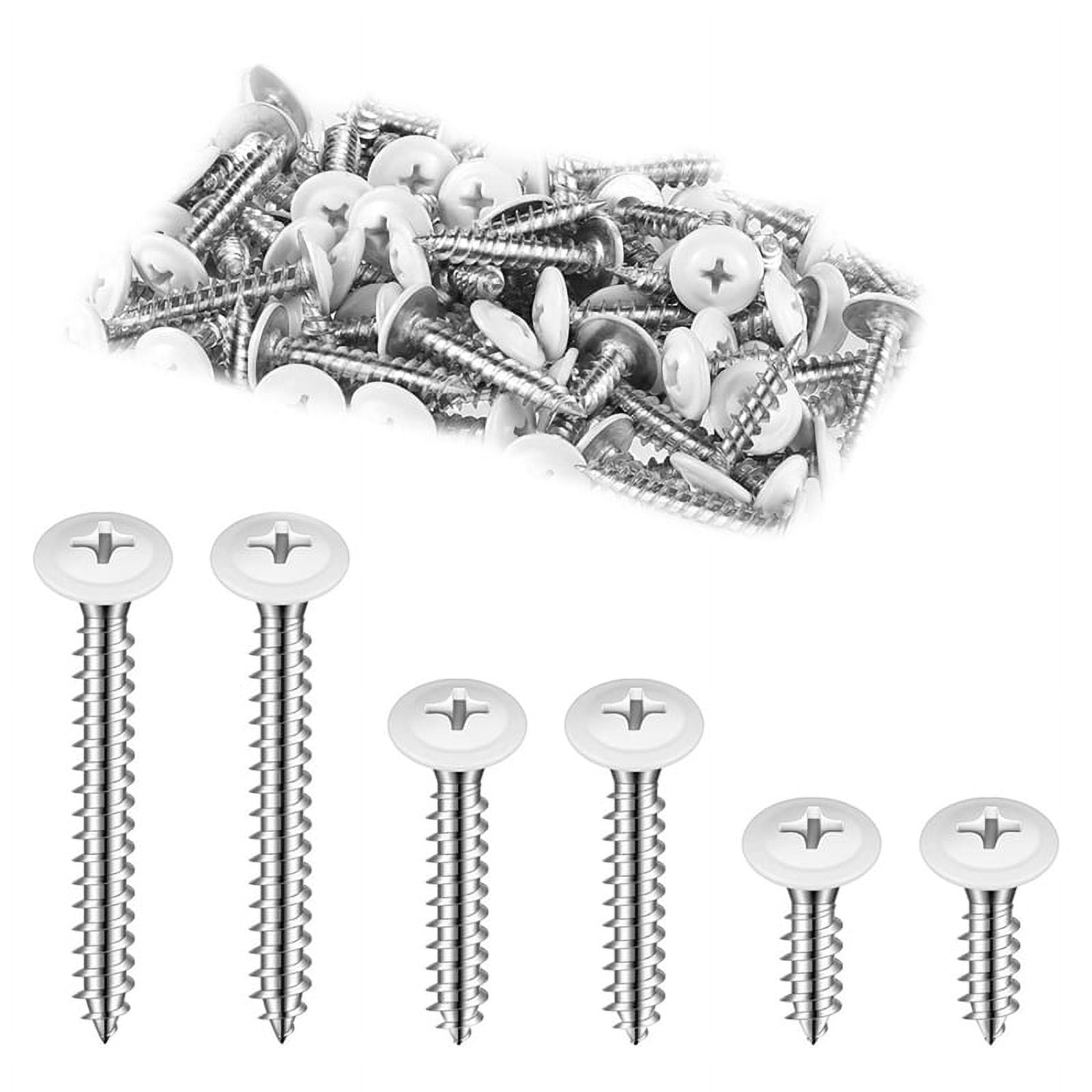 8 White Screws Wood Sheet Metal Screw Thread Truss Fast Self Tapping ...