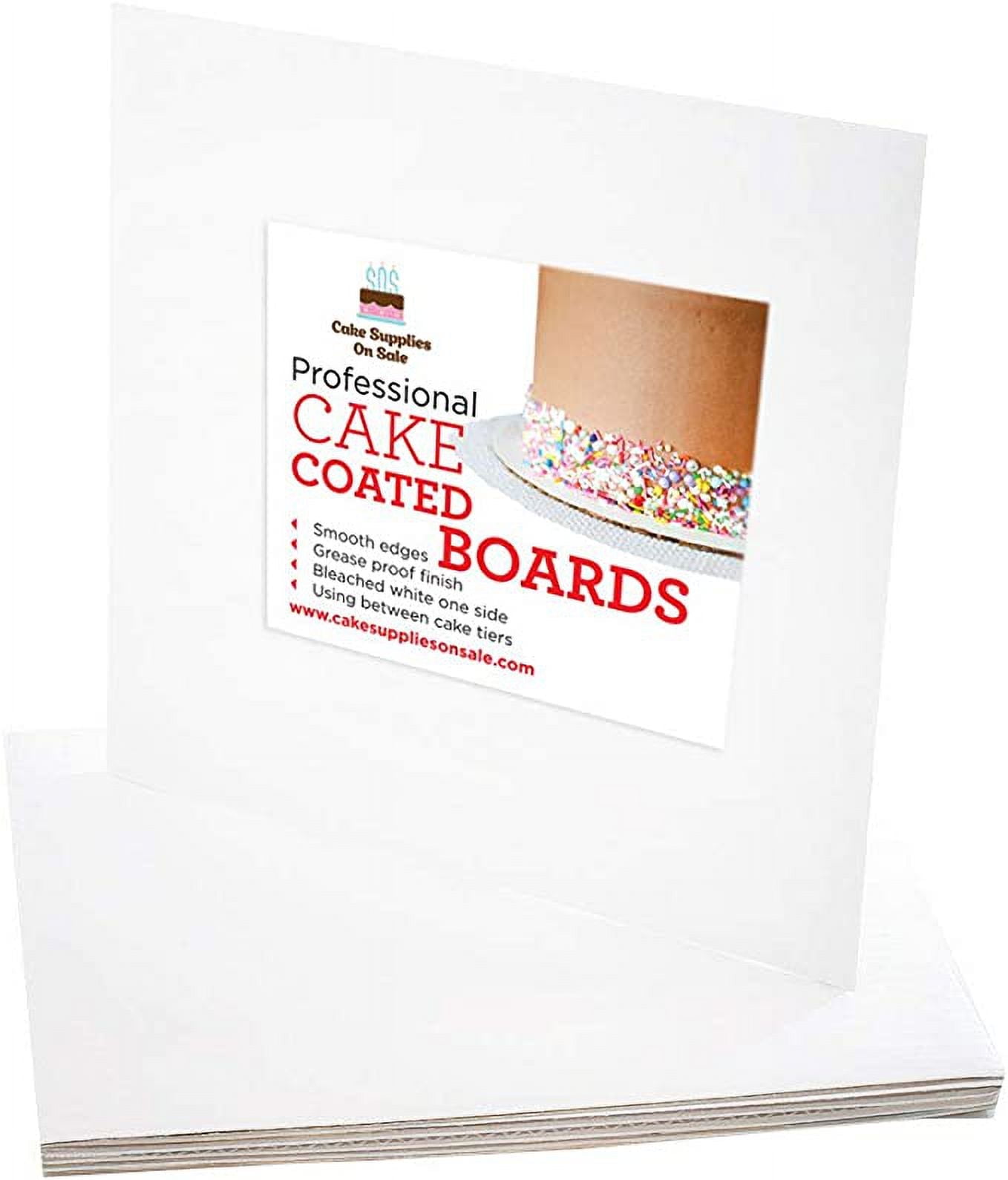 8" White Square Coated Cakeboard, Waxed Greaseproof, Disposable ...