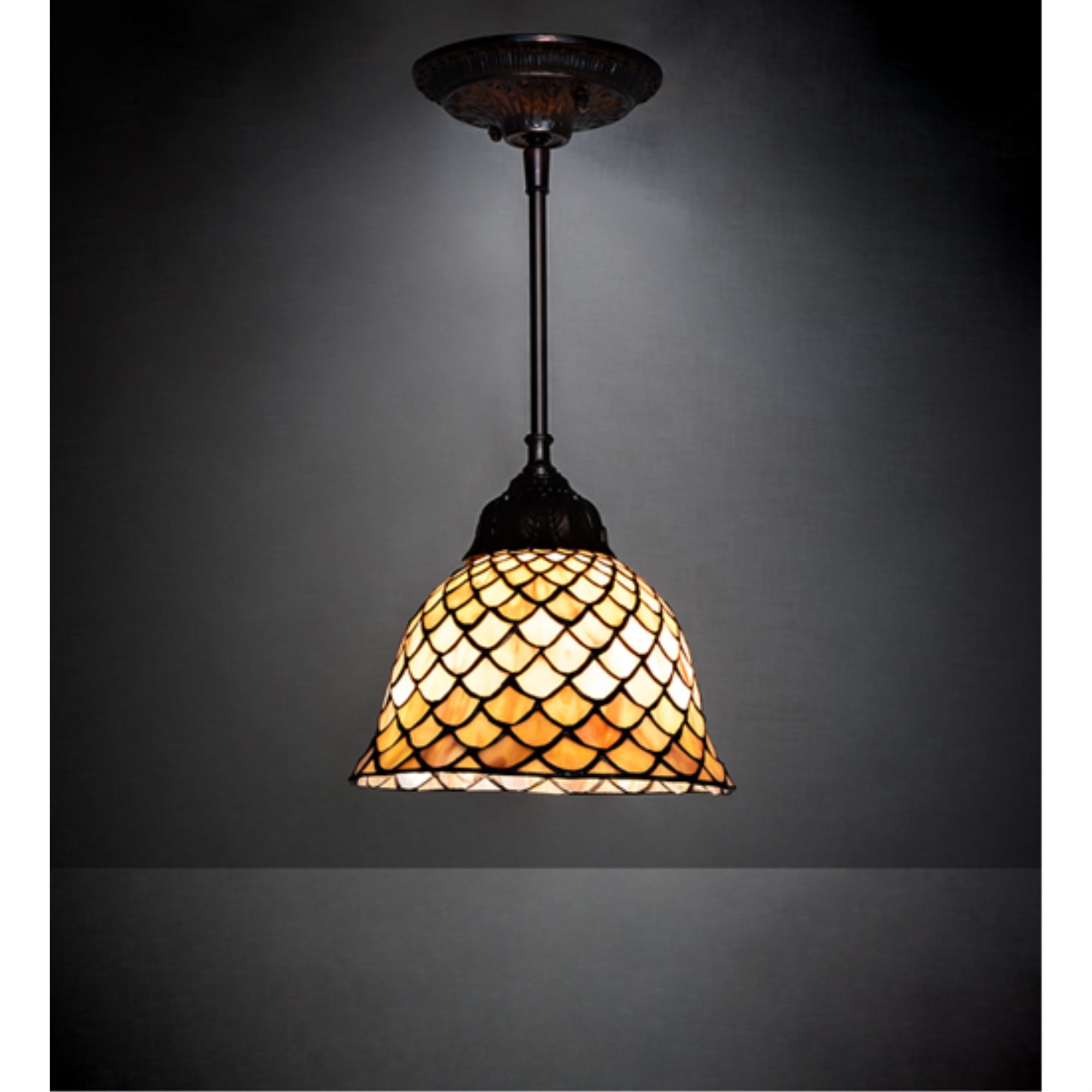 Meyda Lighting 8" Wide Tiffany Fishscale Mini Pendant - Walmart.com