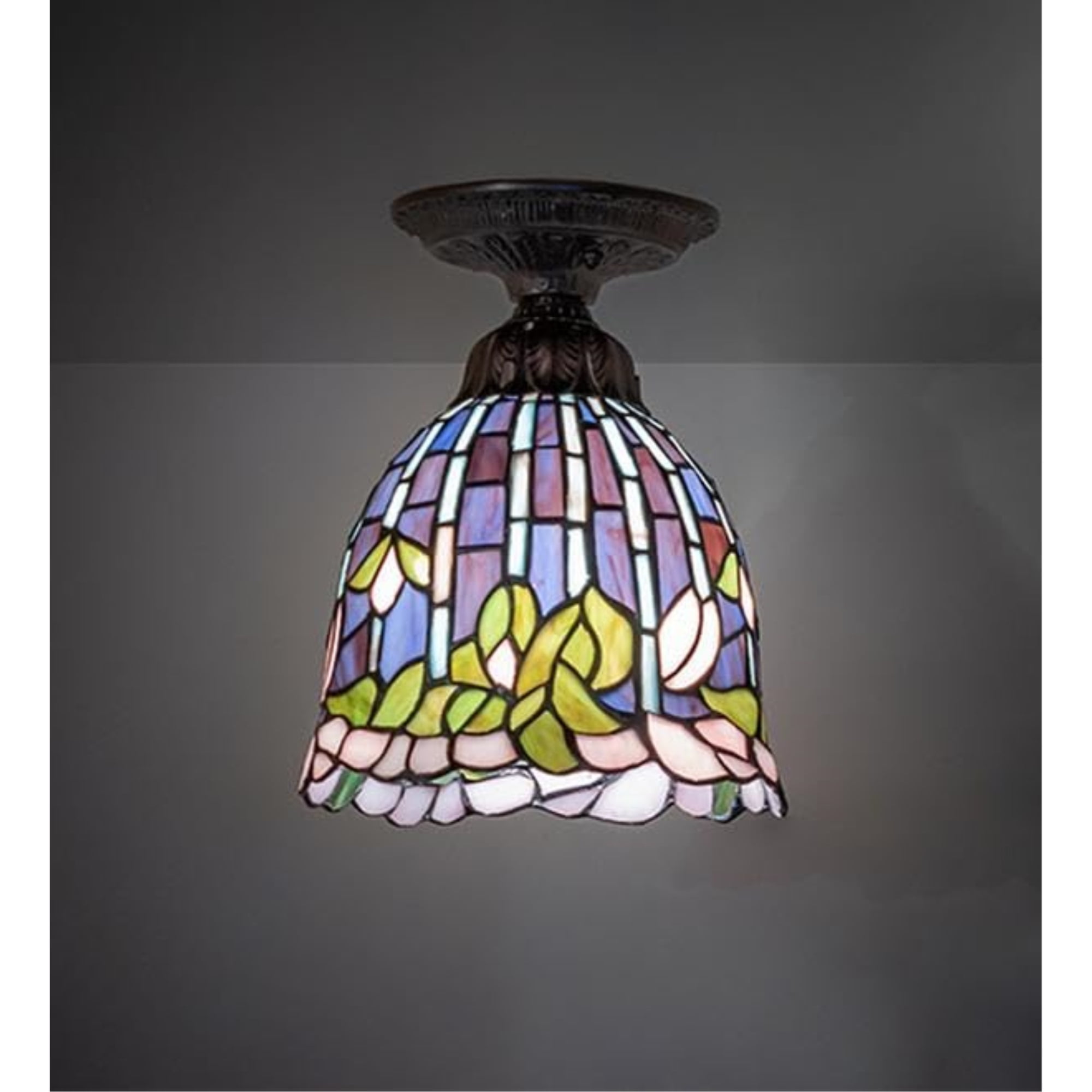 8" Wide Tiffany Flowering Lotus Flushmount - Walmart.com