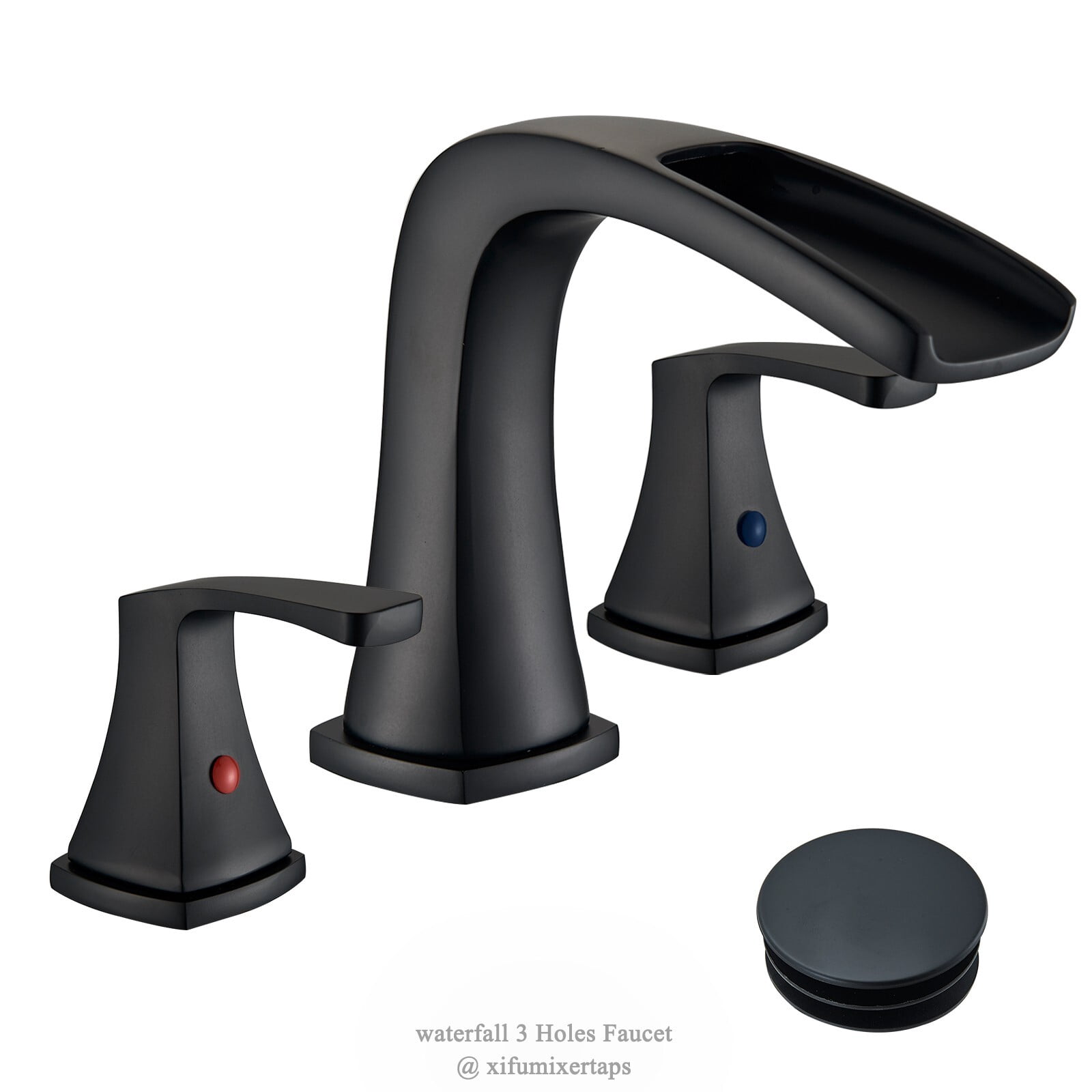 8" Widespread Bathroom Sink Faucet 3holes 2 Handle Waterfall Mixer w ...