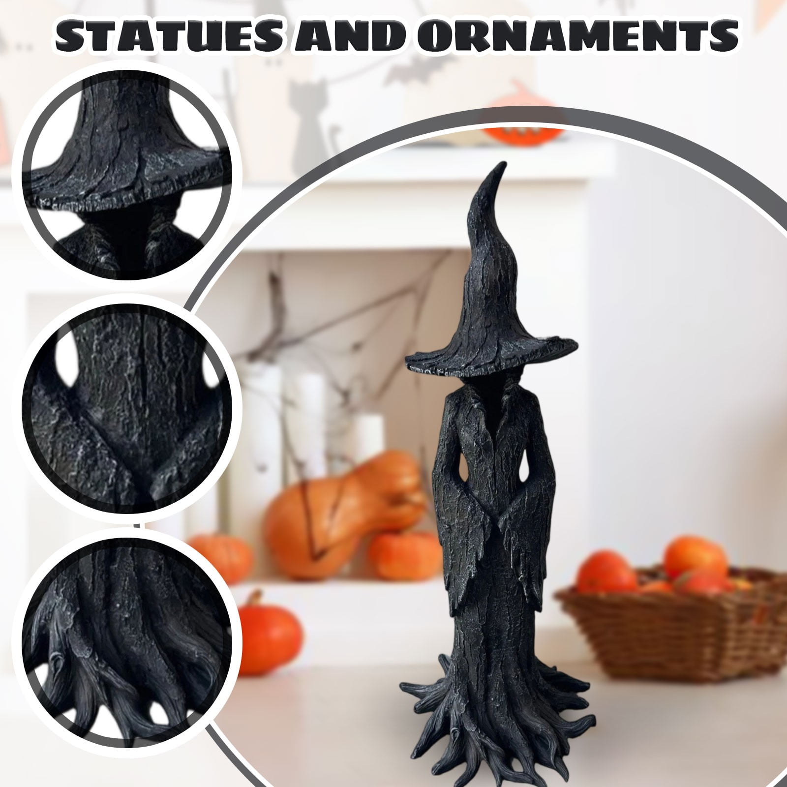 8"Witch Statue Resin Crafted Desktop Ornament Home Decoration Retro ...