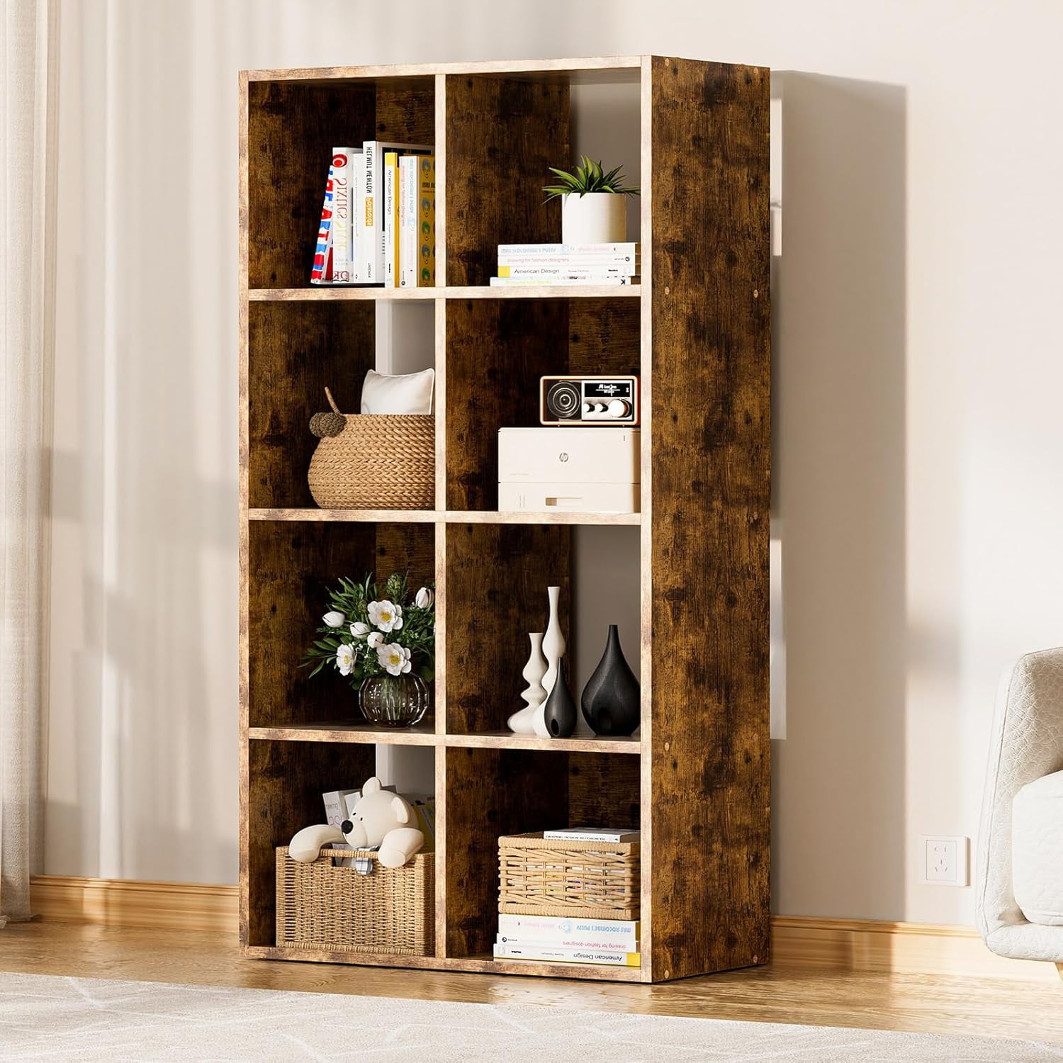 8 Wood Cube Storage Organizer with Open Back and Removable Back Panels ...