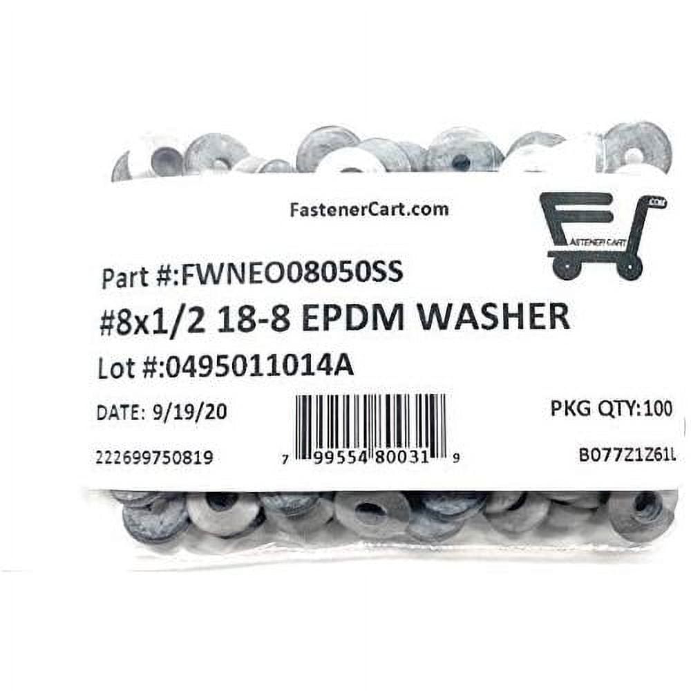 #8 X 1/2 OD Stainless Steel Washer EPDM Neoprene Rubber Backed (Roofing ...