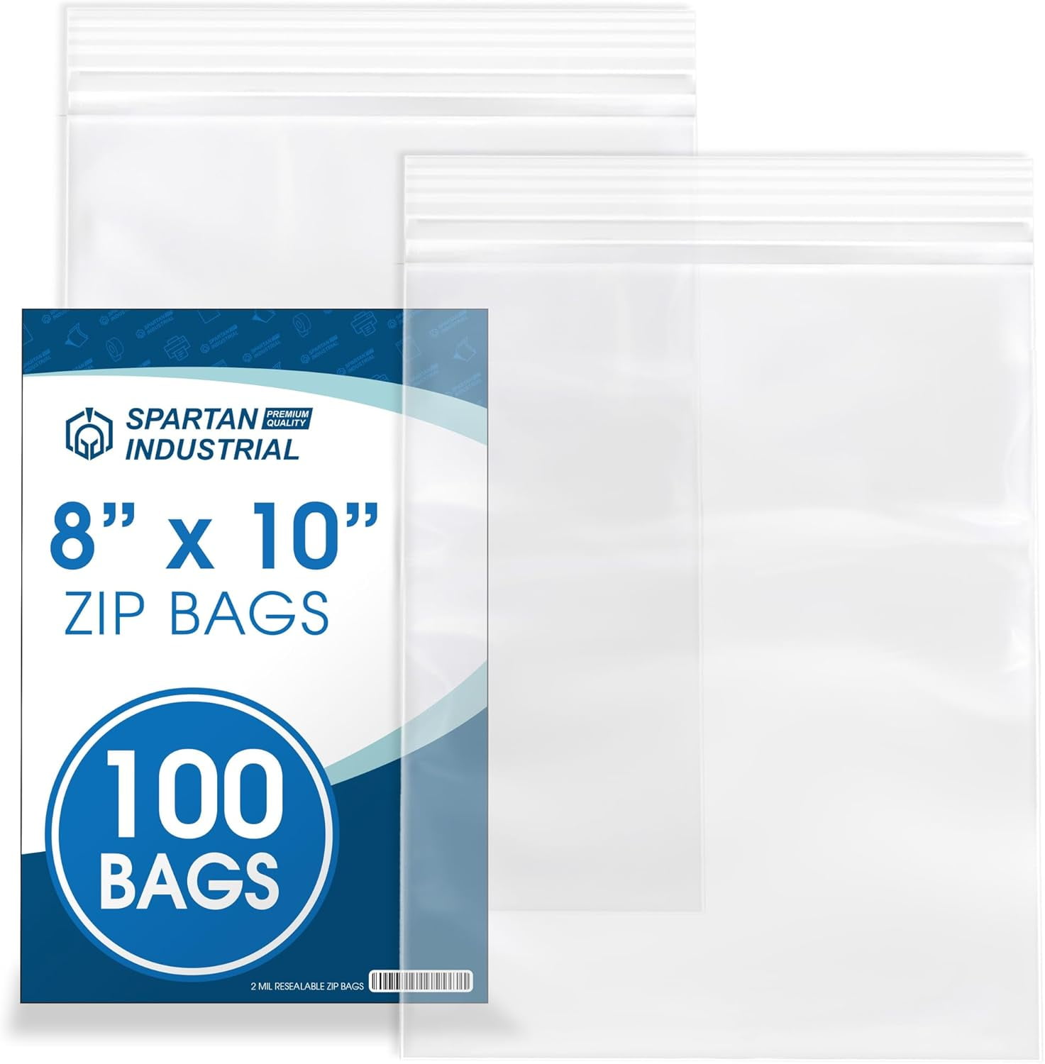 - 8" X 10" (100 Count) 2 Mil Clear Reclosable Zip Plastic Poly Bags ...