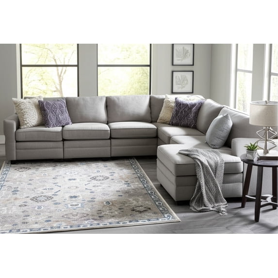 8' X 10' Gray Blue And Taupe Floral Distressed Area Rug - Walmart.com