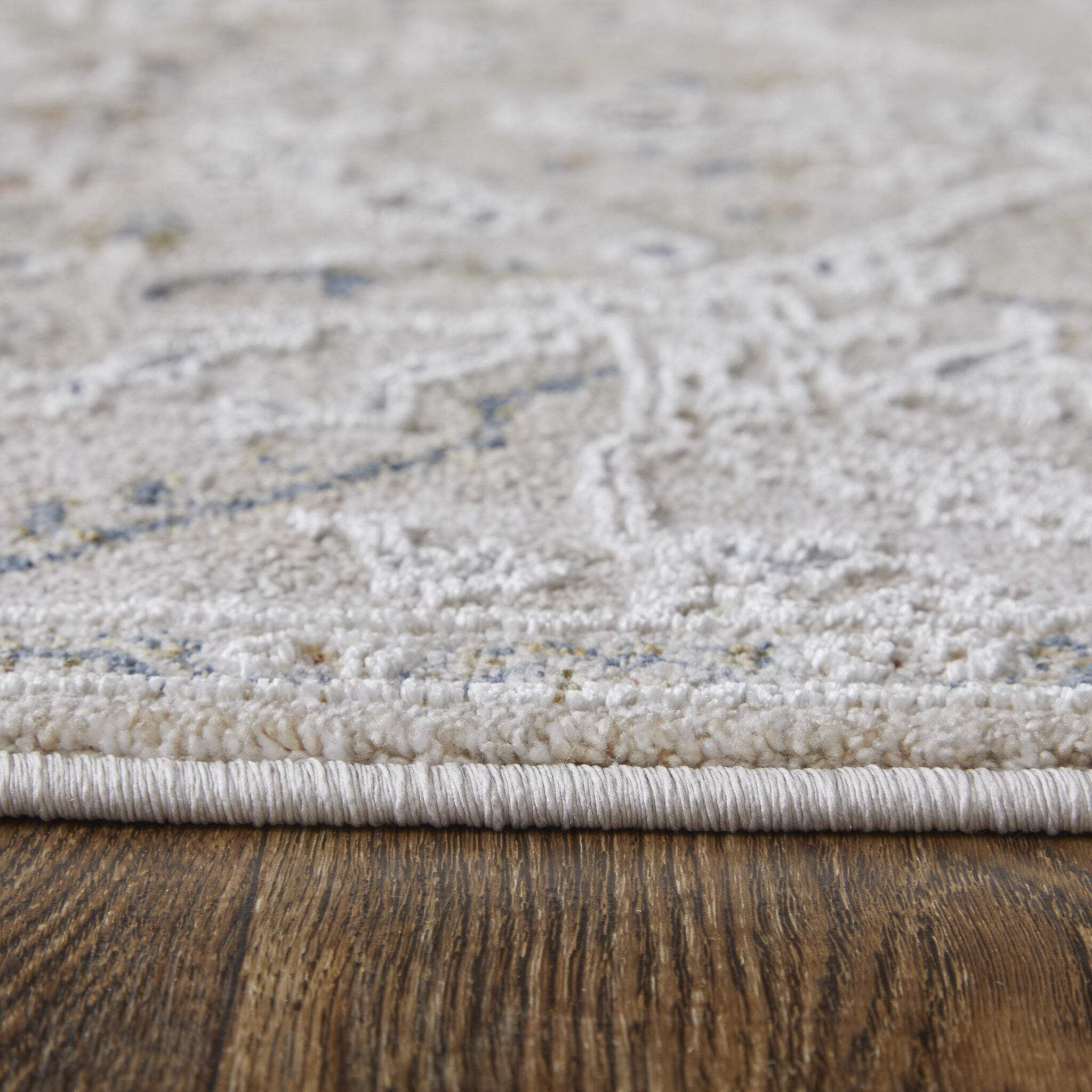 8' X 10' Ivory Taupe and Blue Abstract Power Loom Worn Faded Area Rug ...