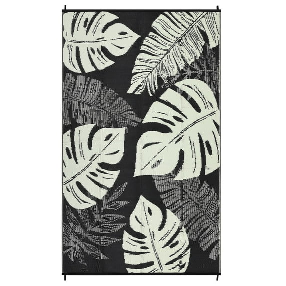 8 X 10 ft Plastic Black Beige Rectangular Beach Front Porches Patio ...