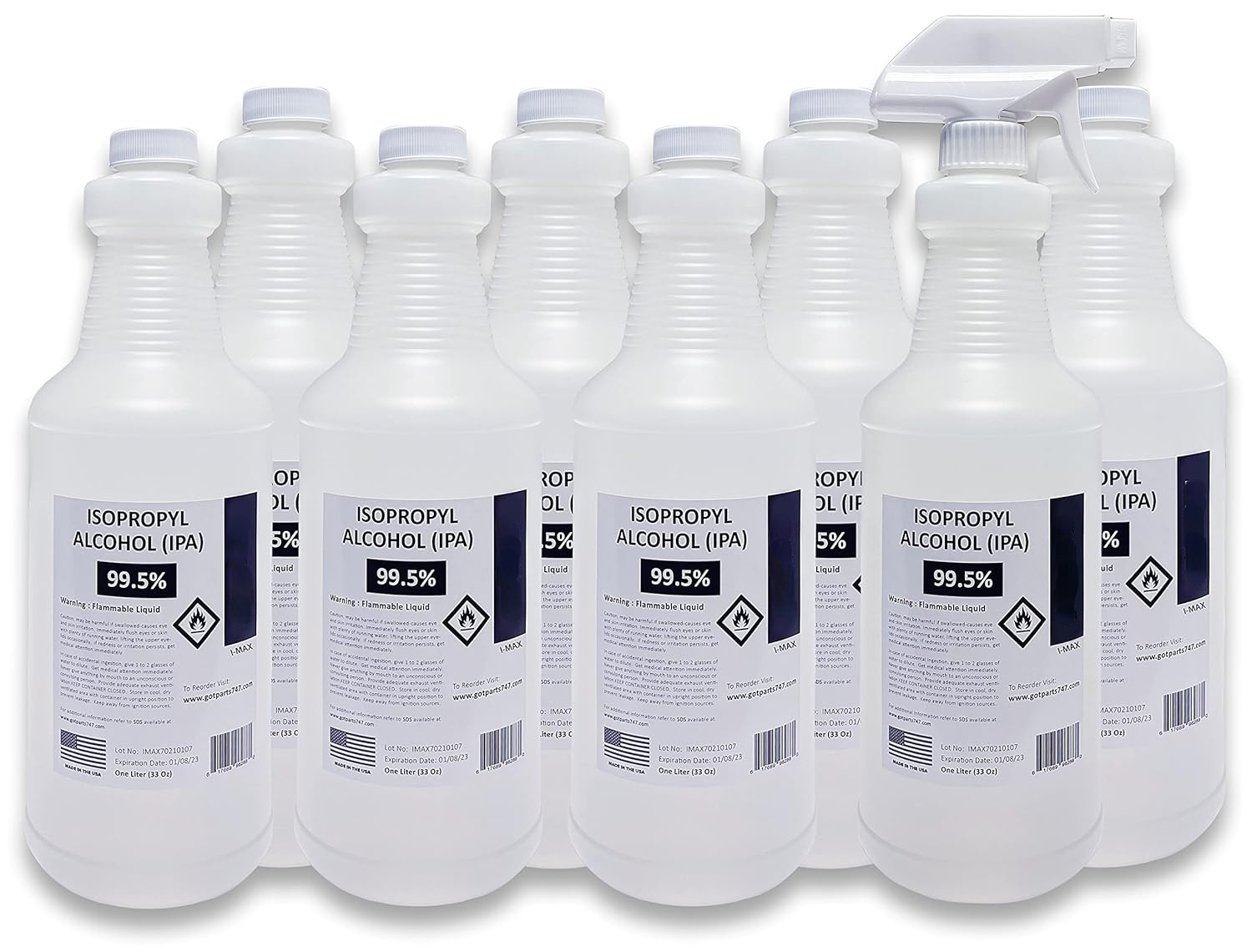 8 X 1000 ml (8 Liters/More than 2 Gallons) High Purity Isopropyl ...