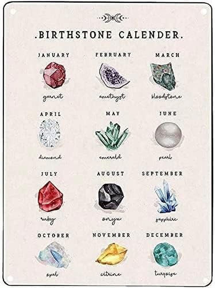 8"X 12" Birthstone Calender Chart Metal Tin Signs Gemstone Retro ...