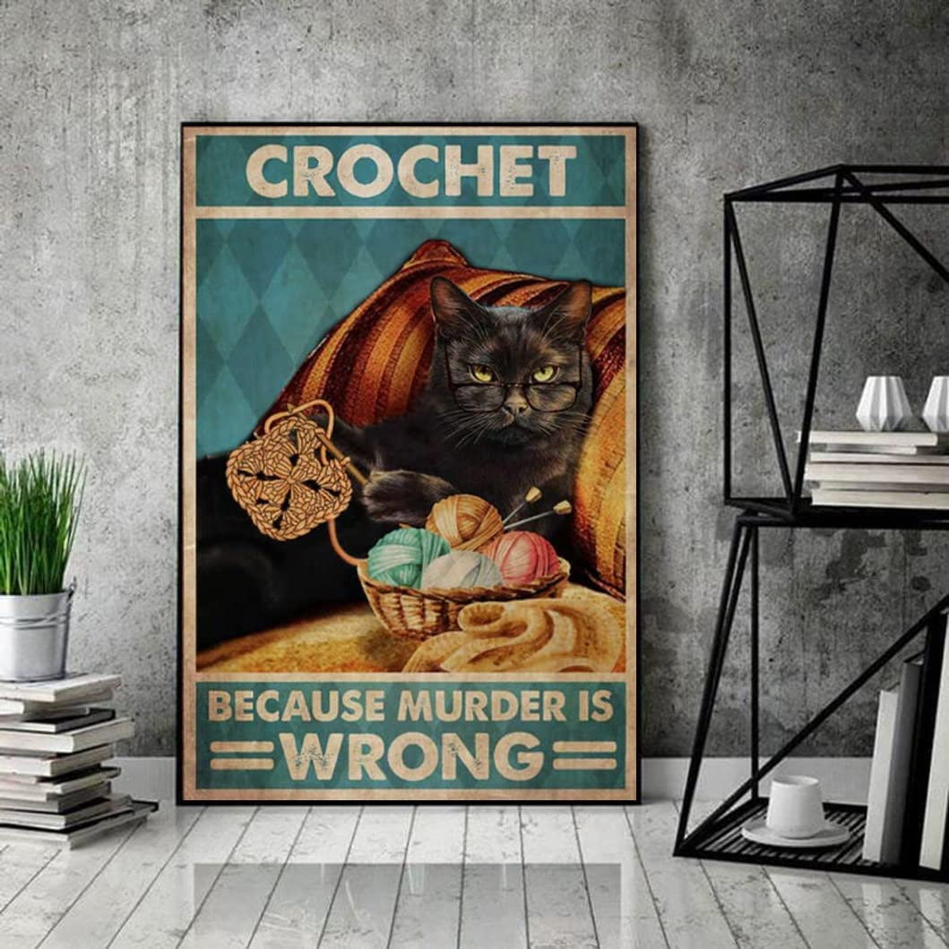 8"X 12" Funny Tin Signs For Bedroom Crochet Because Murder Is Wrong ...
