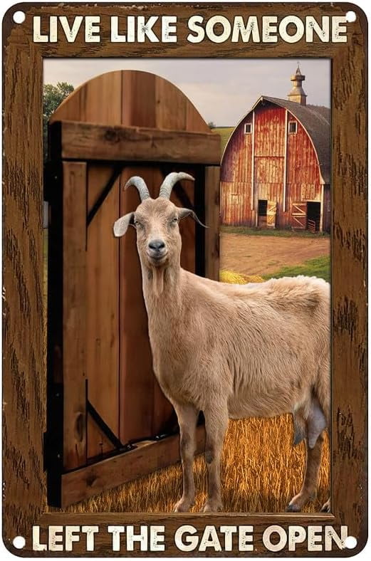 8"X 12" Goat Motivation - Live Like Someone Left The Gate Open Vintage ...