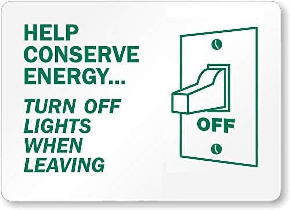 8 X 12 Inches Tin Signs Help Conserve Energy Turn Off Lights When Leaving Metal Tin Sign ...