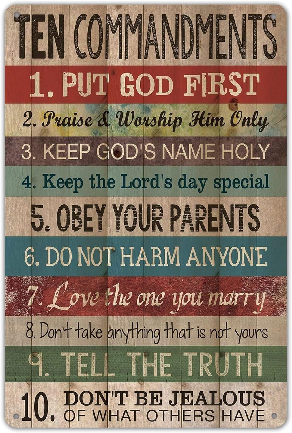 8 X 12 Novelty Funny Sign Ten Commandments Vintage Metal Tin Sign Wall ...