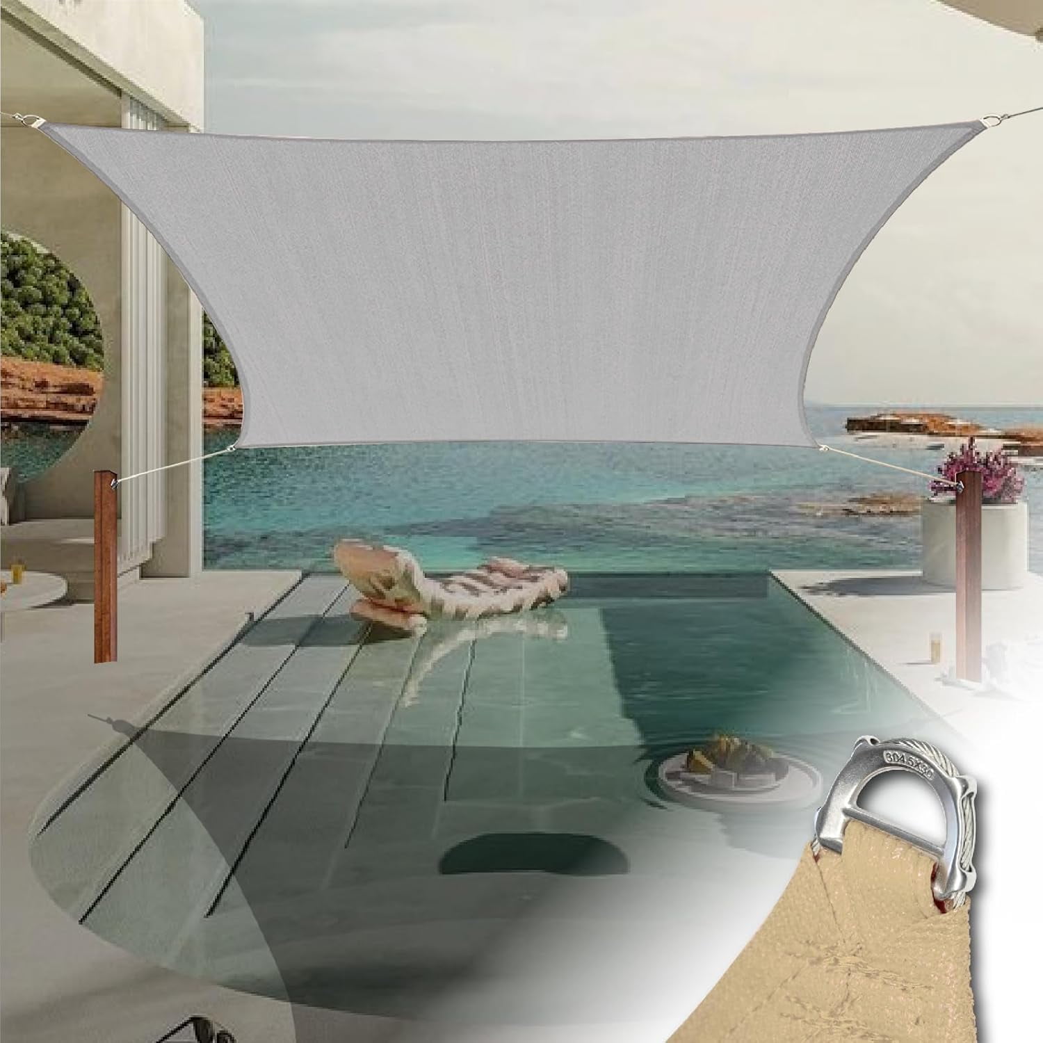 8' X 12' Reinforced Wire Ring Gray Commercial Grade Canopy, Rectangular ...