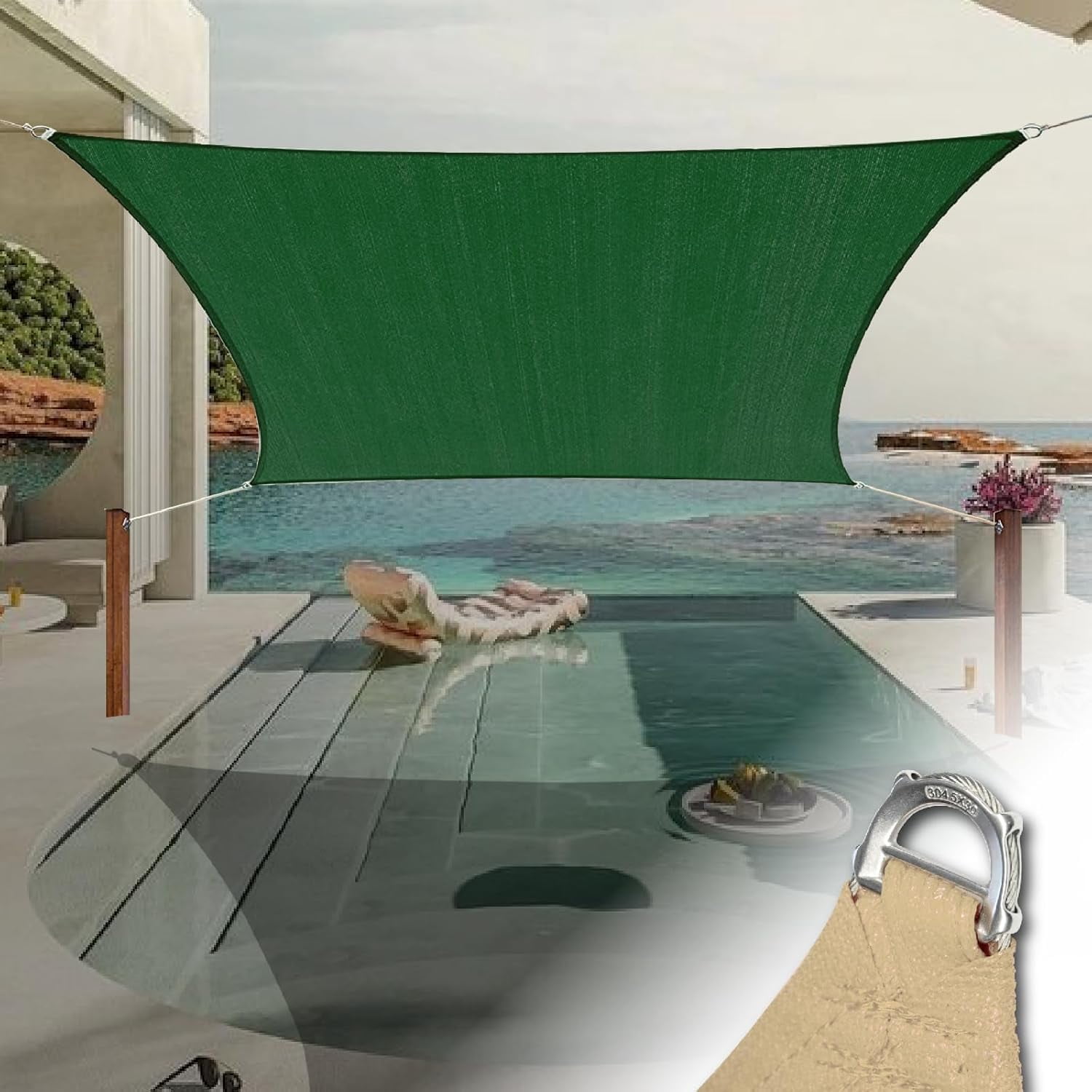 8' X 12' Reinforced Wire Ring Green Commercial Grade Canopy ...