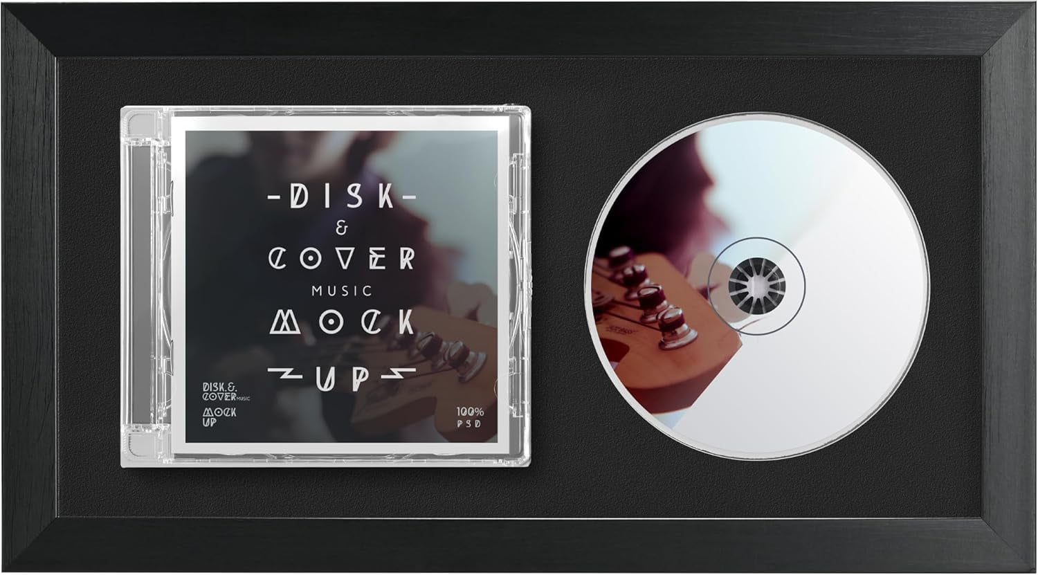 8" X 12" Solid Wood Frame with Black Matting for CD and Disc Display ...
