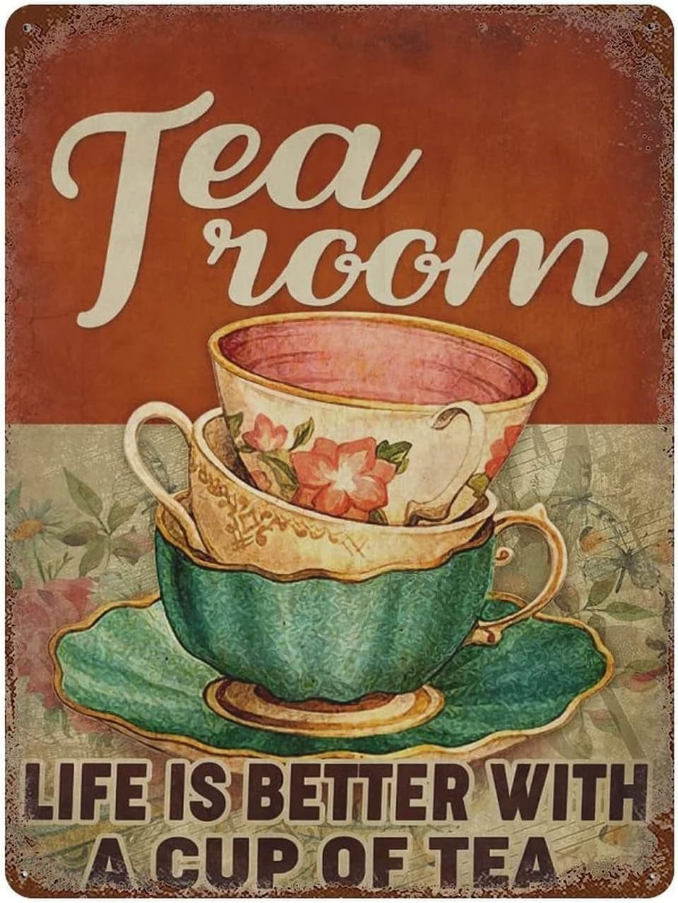 8"X 12" Tea Room - Retro Plaque Metal Tin Sign Wall Decor Art Sign For ...