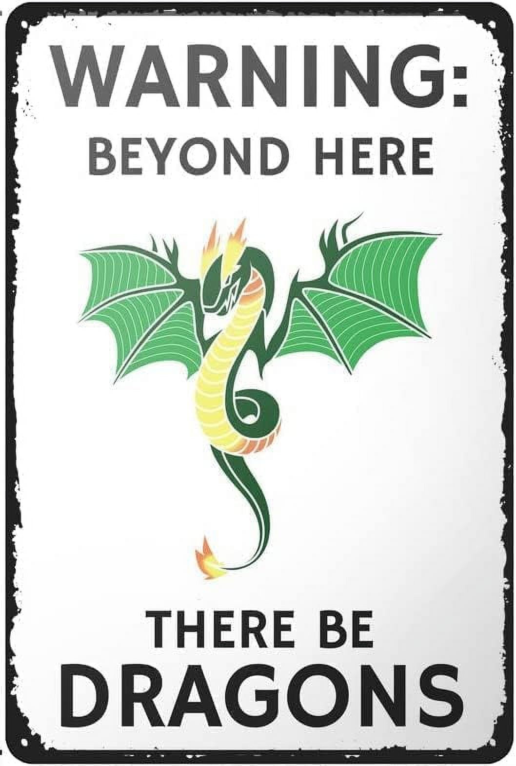 8"X 12" Tin Signs Vintage Funny Dragon Warning Sign There Be Dragons ...