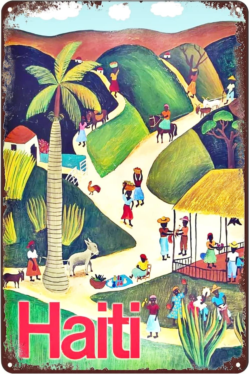 8"X 12" Vintage Tin Signs Haiti Vintage Travel Poster Haitian Village ...