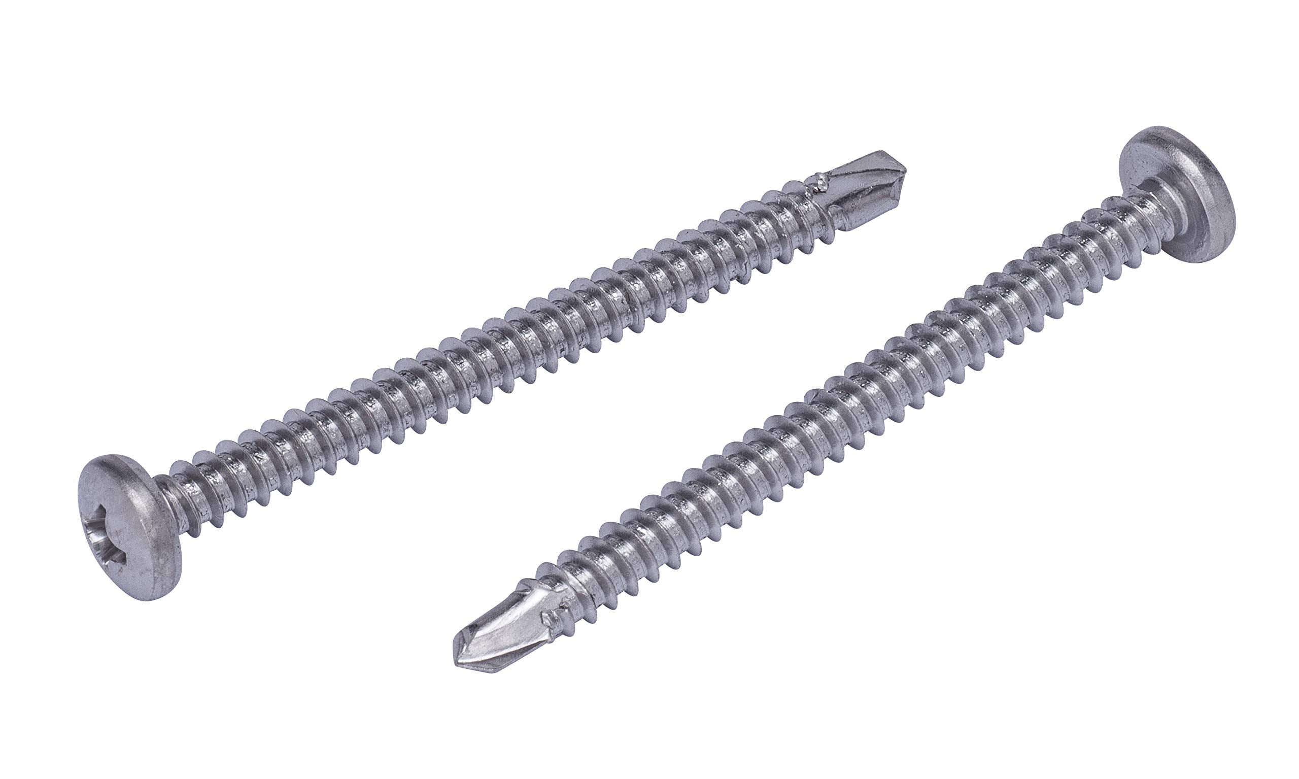 #8 X 2" Bolt Dropper Stainless Self Drilling Pan Head Phillips Screw ...