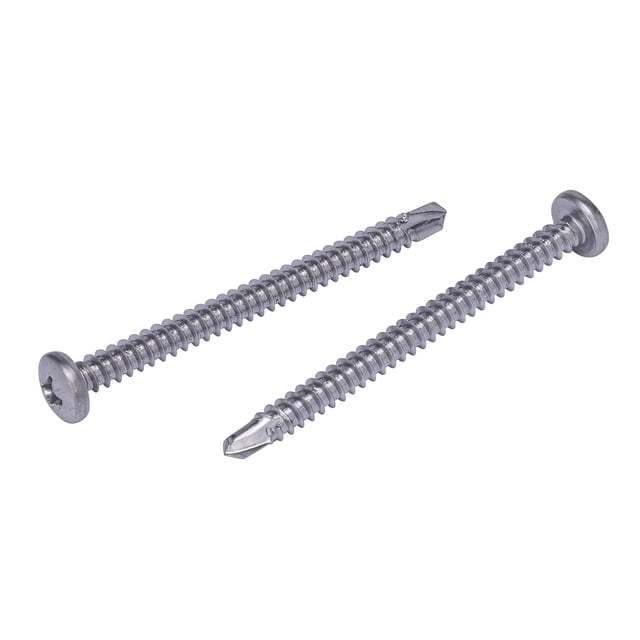 #8 X 2" Bolt Dropper Stainless Self Drilling Pan Head Phillips Screw ...