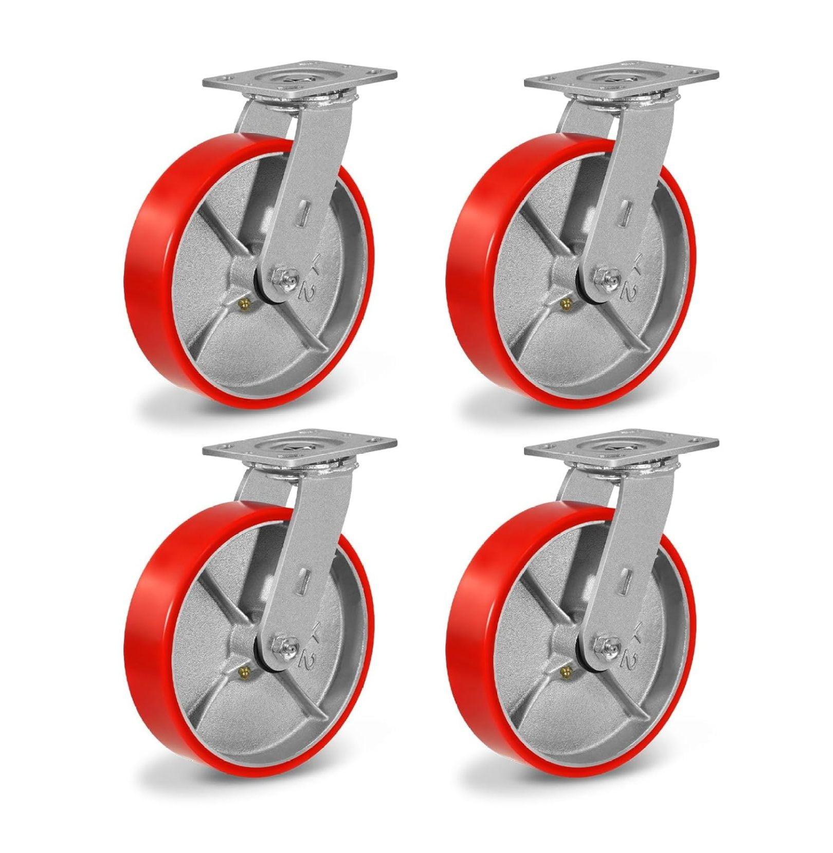 8"X 2" Heavy Duty Casters, Swivel Polyurethane Casters Set of 4 Plate ...