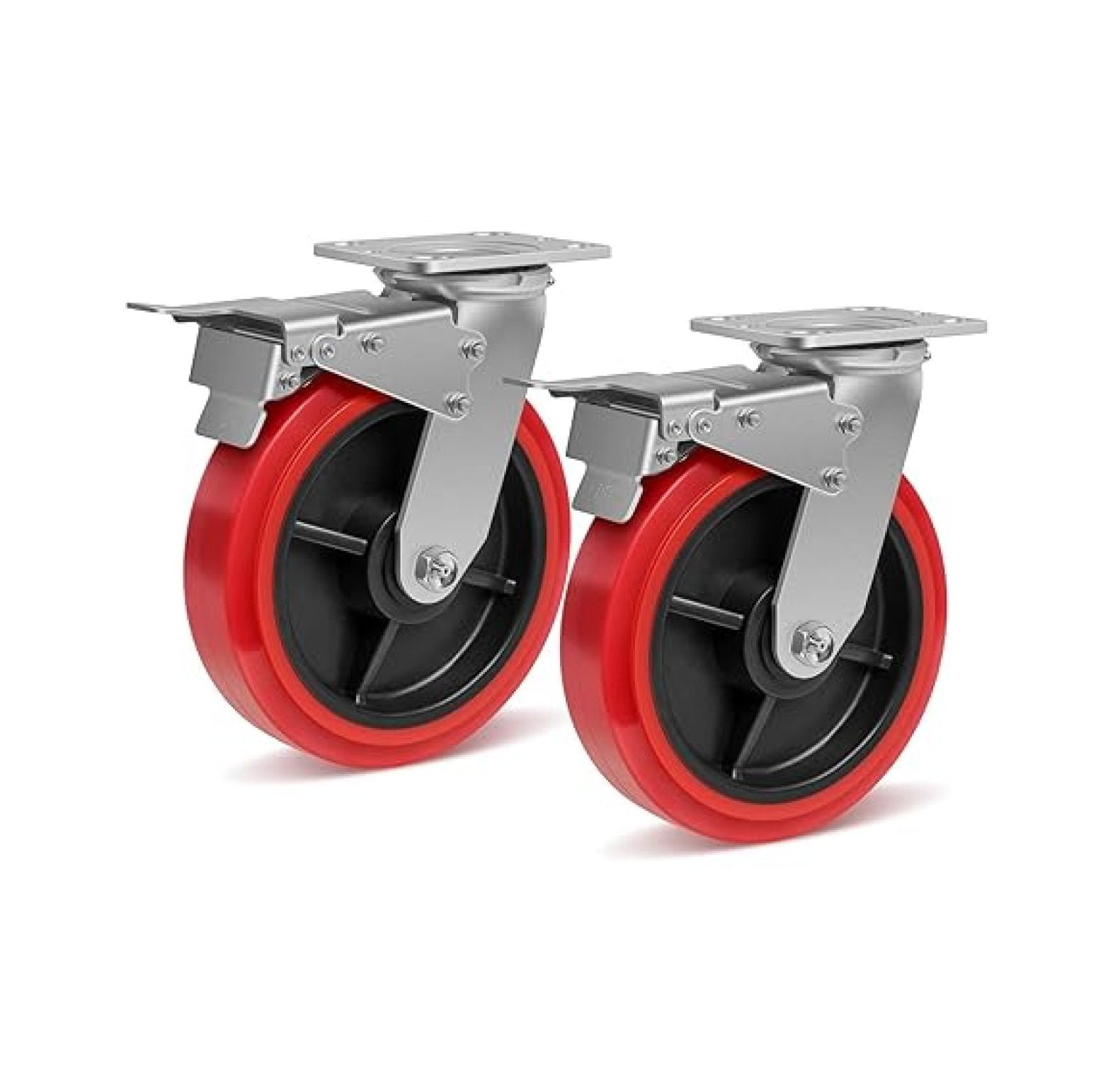 8'' X 2'' Industrial Casters-Polyurethane on Polyolefin Swivel Casters ...