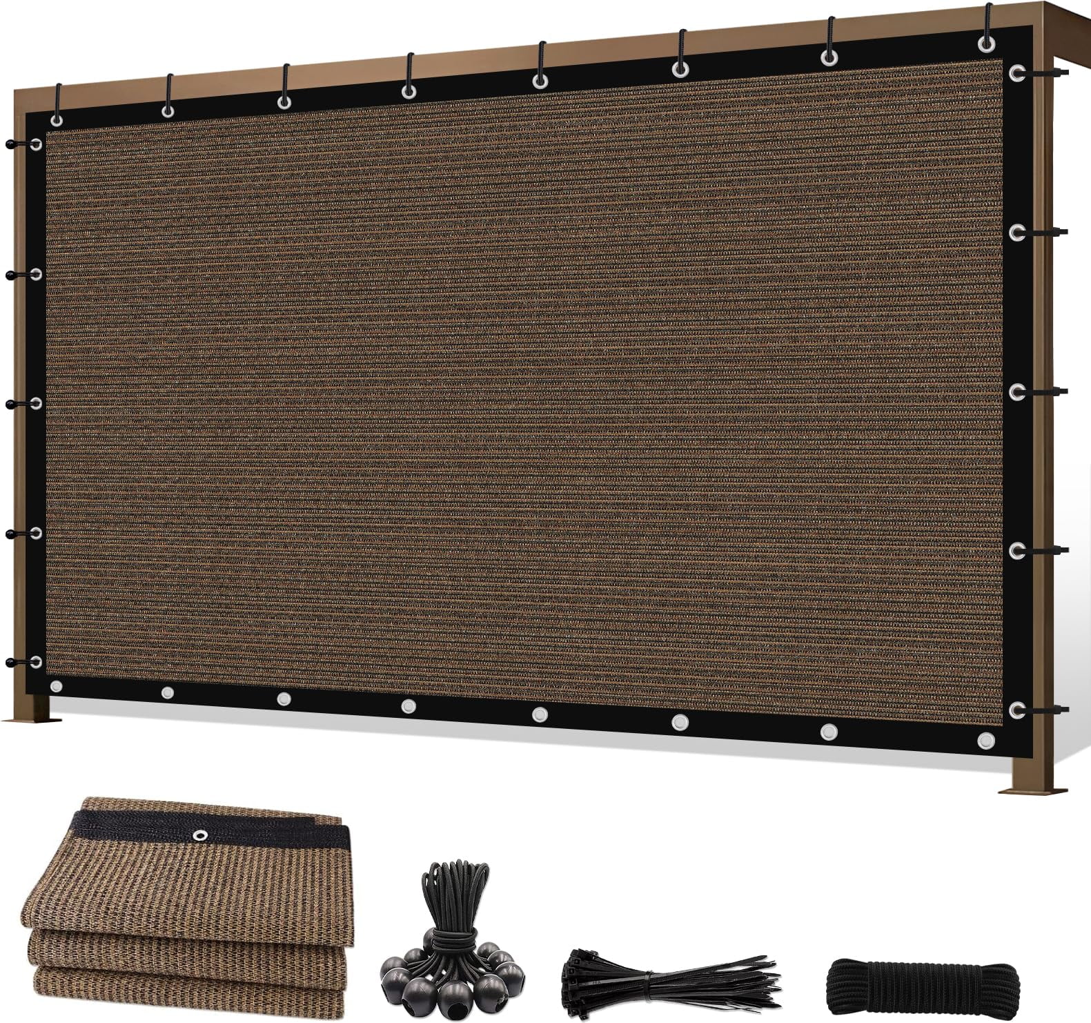 8'X 20' 90% Sun Shade Cloth Outdoor Patio Mocha Pergola Shades Cover ...