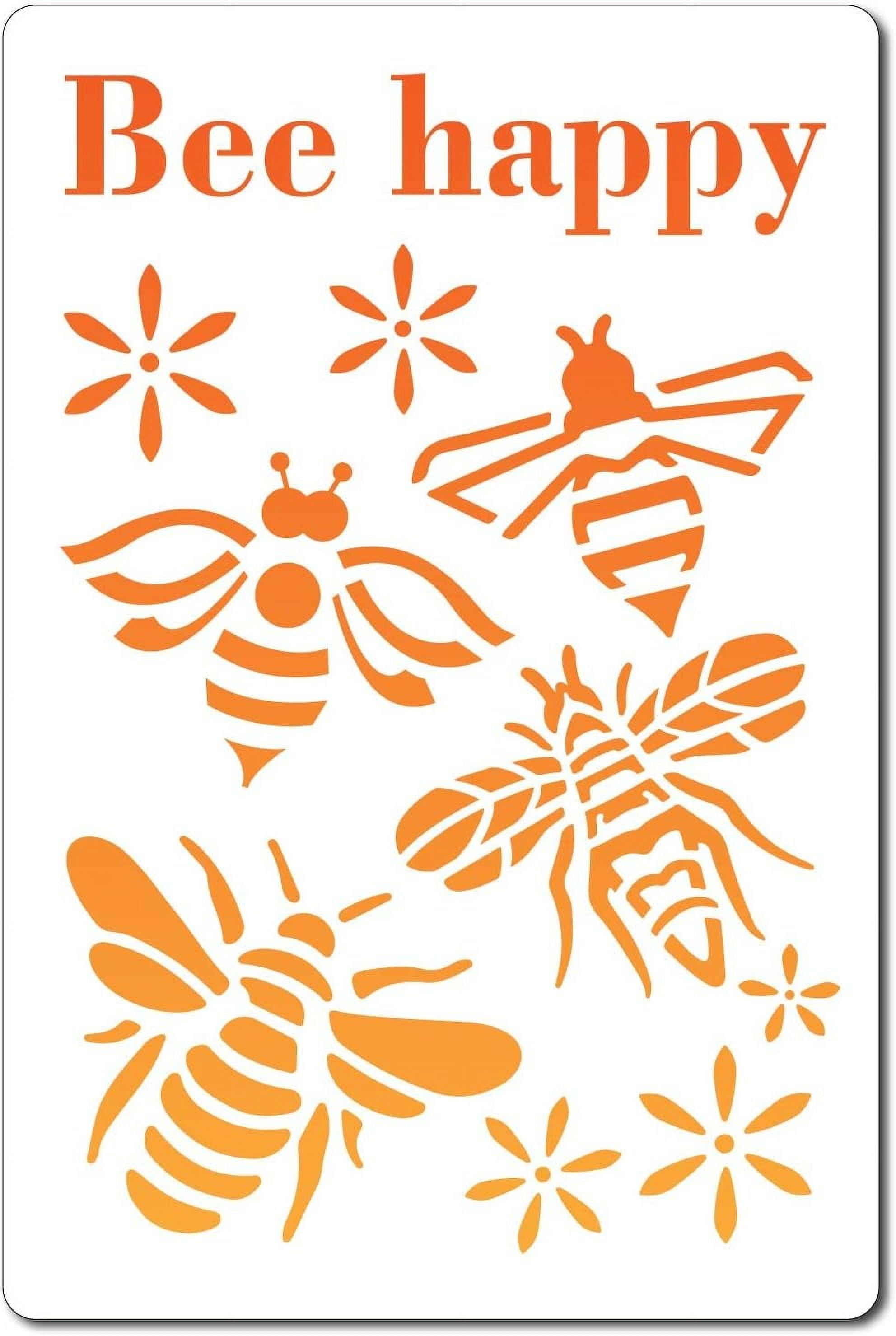8"X12"Bee Stencil Honey Bees Templates Happy Word Reusable Plastic ...