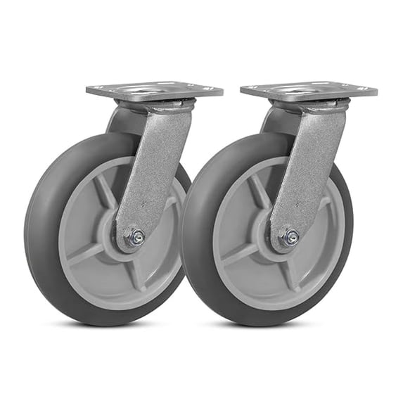 8"X2" Heavy Duty Casters,Crowned Thermoplastic Rubber Caster Wheels ...