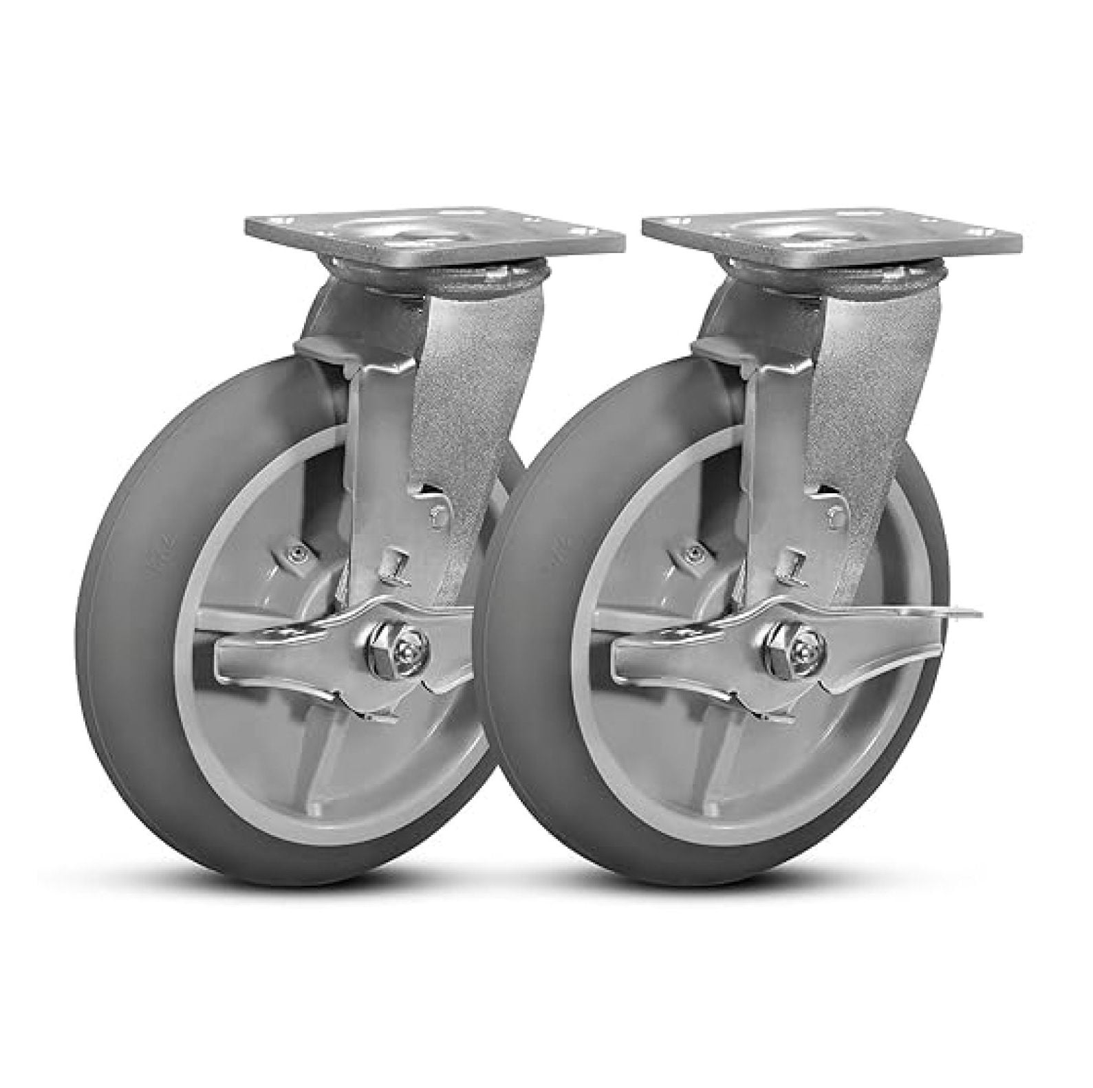 8"X2" Heavy Duty Casters,Crowned Thermoplastic Rubber Caster Wheels ...