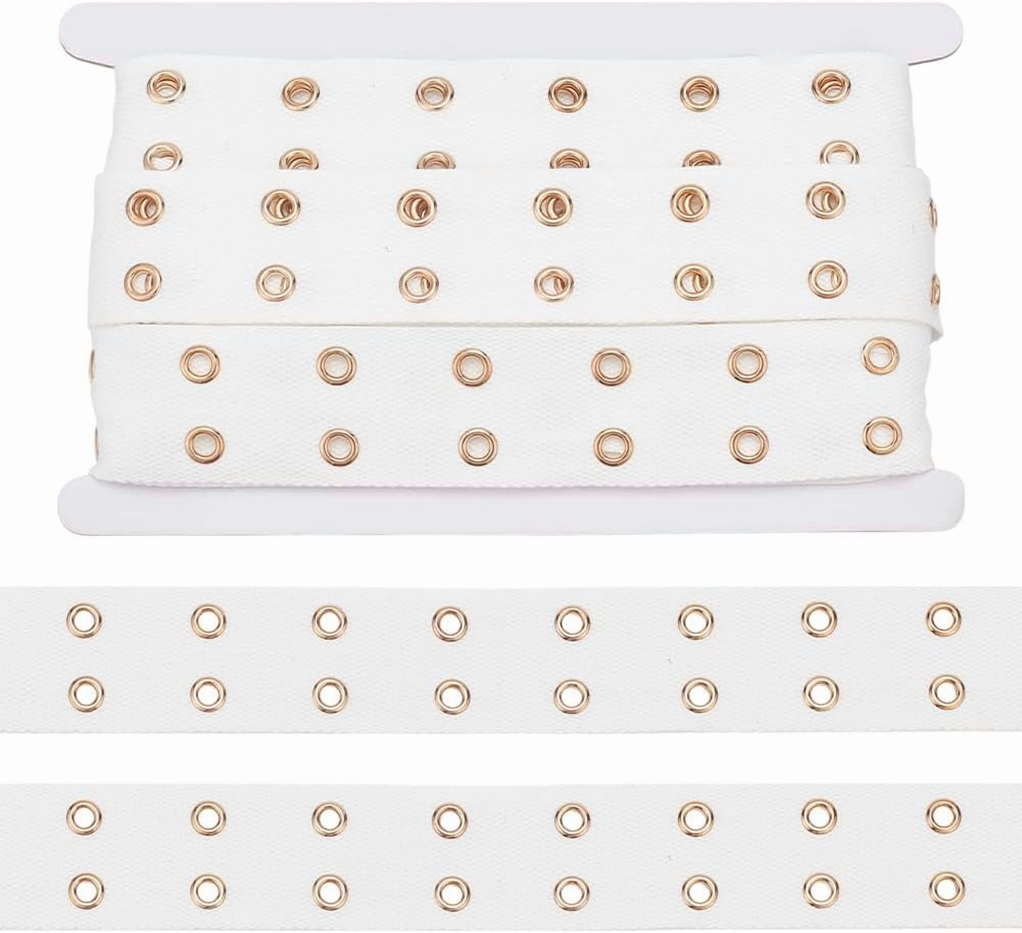 8 Yards Eyelet Tape 1.5inch Wide Grommet Trim with 2-Row Golden Tone ...