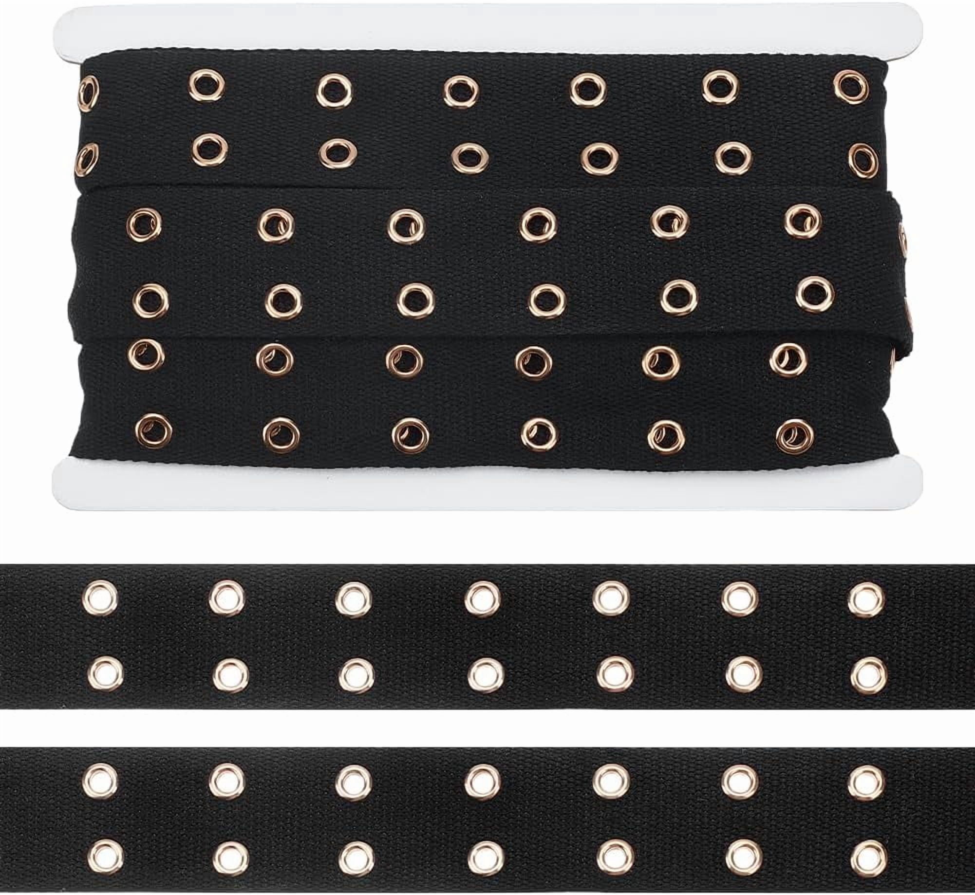 8 Yards Eyelet Tape 1.5inch Wide Grommet Trim with 2-Row Golden Tone ...