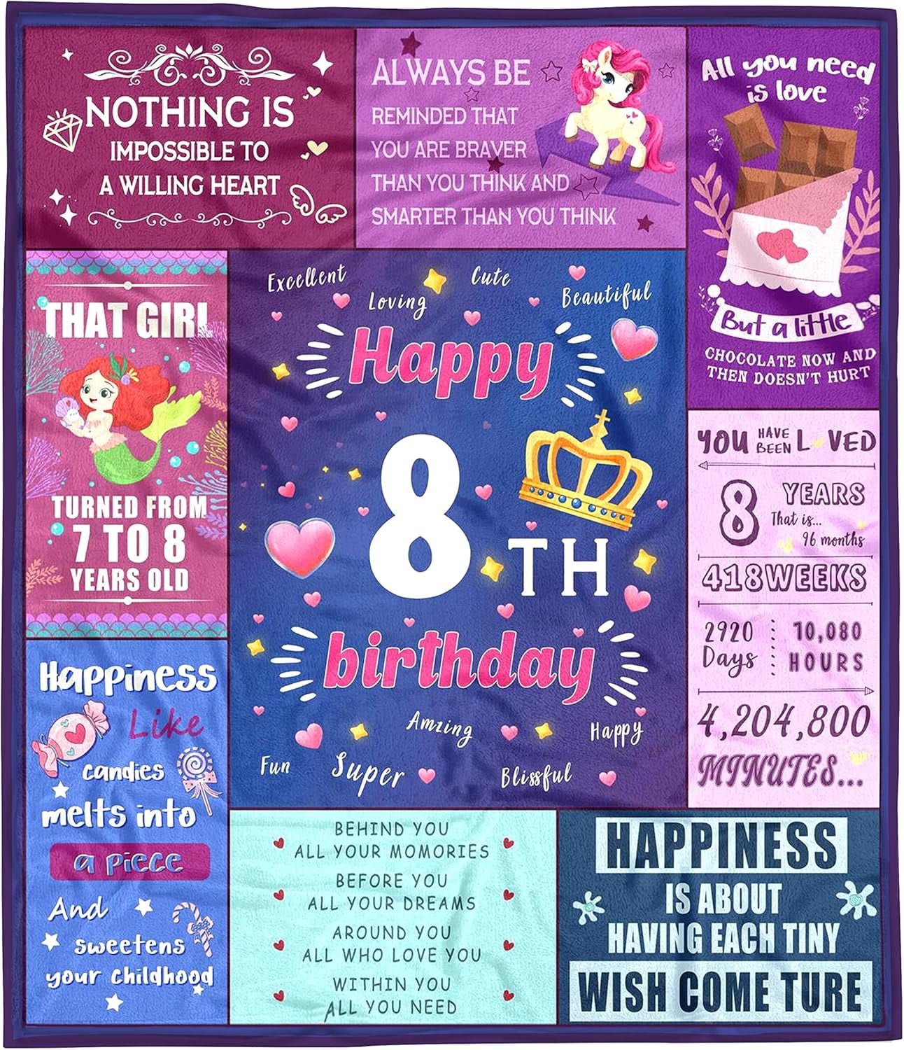 8 Year Old Girl Gift Ideas Blankets 50x60 Inches, Birthday Gifts for 8 ...