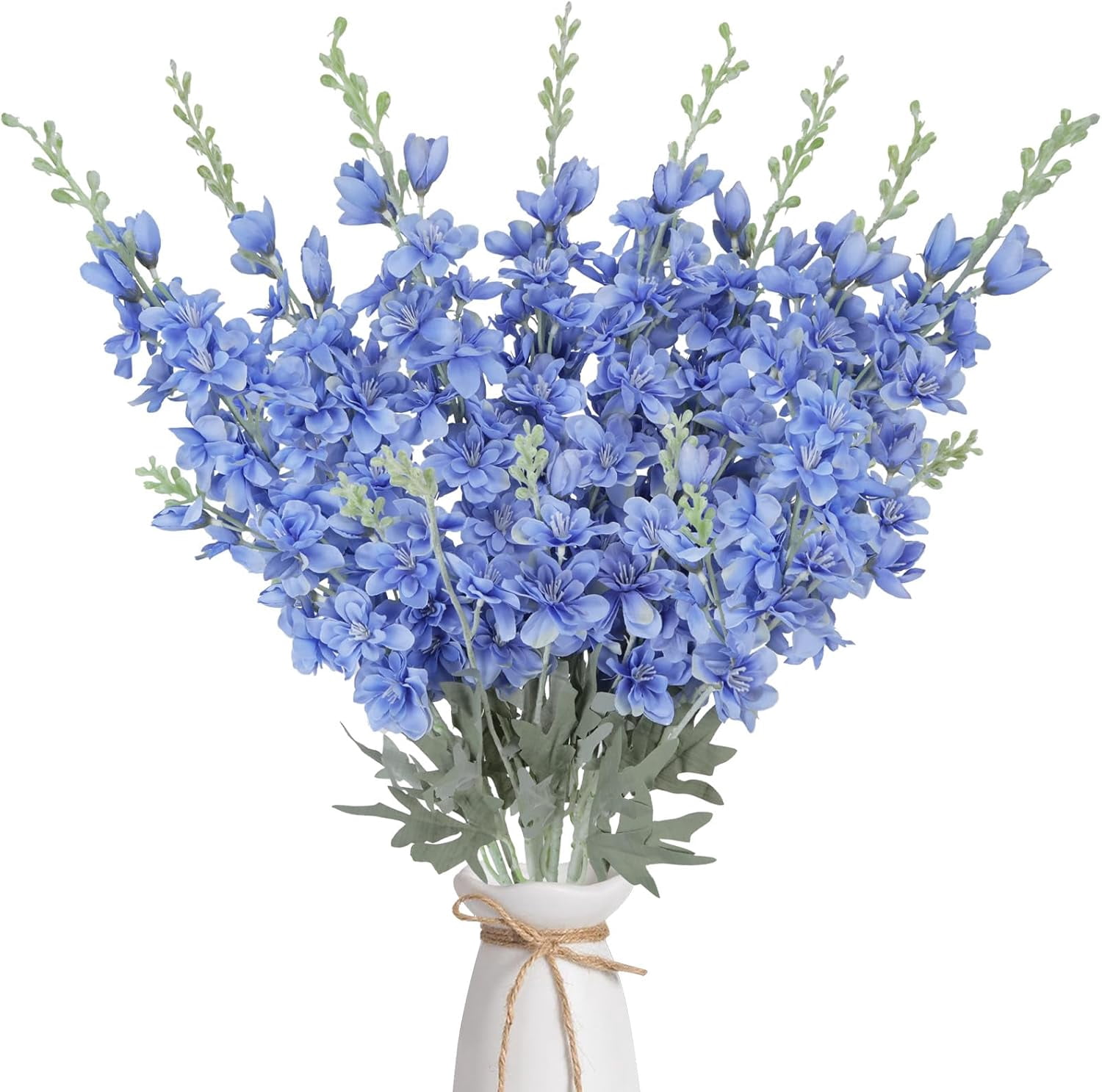 8 artificial Delphinium flowers, 34.6 inches long, in light blue, silk ...