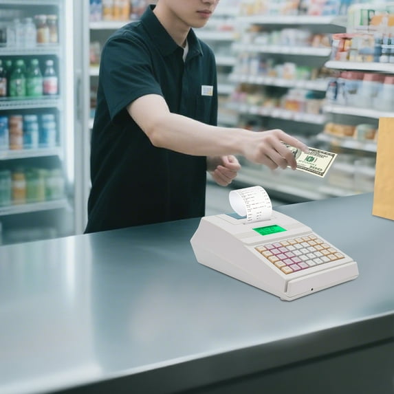 8-bit Display Indoor Electronic Cash Register 40 Keys Raised Keyboard ...