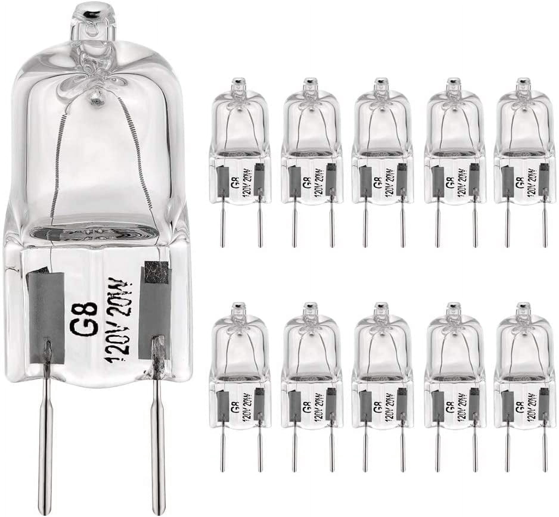 8 bulbs 20 watts 120 volts halogen light bulbs, 8 base double pin short ...