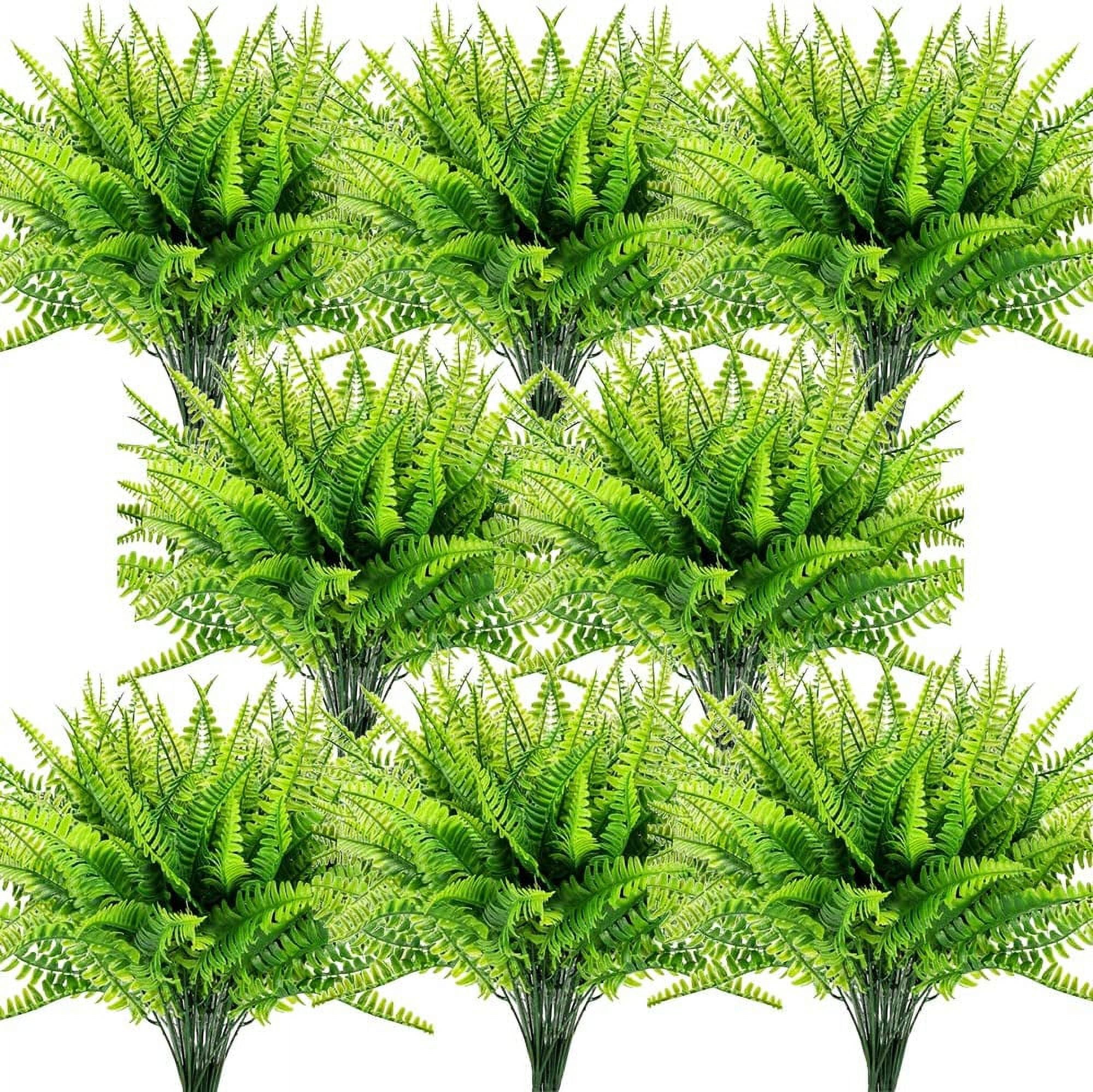 8 bundles Artificial Ferns Fake Boston Fern Plants Greenery Outdoor UV ...