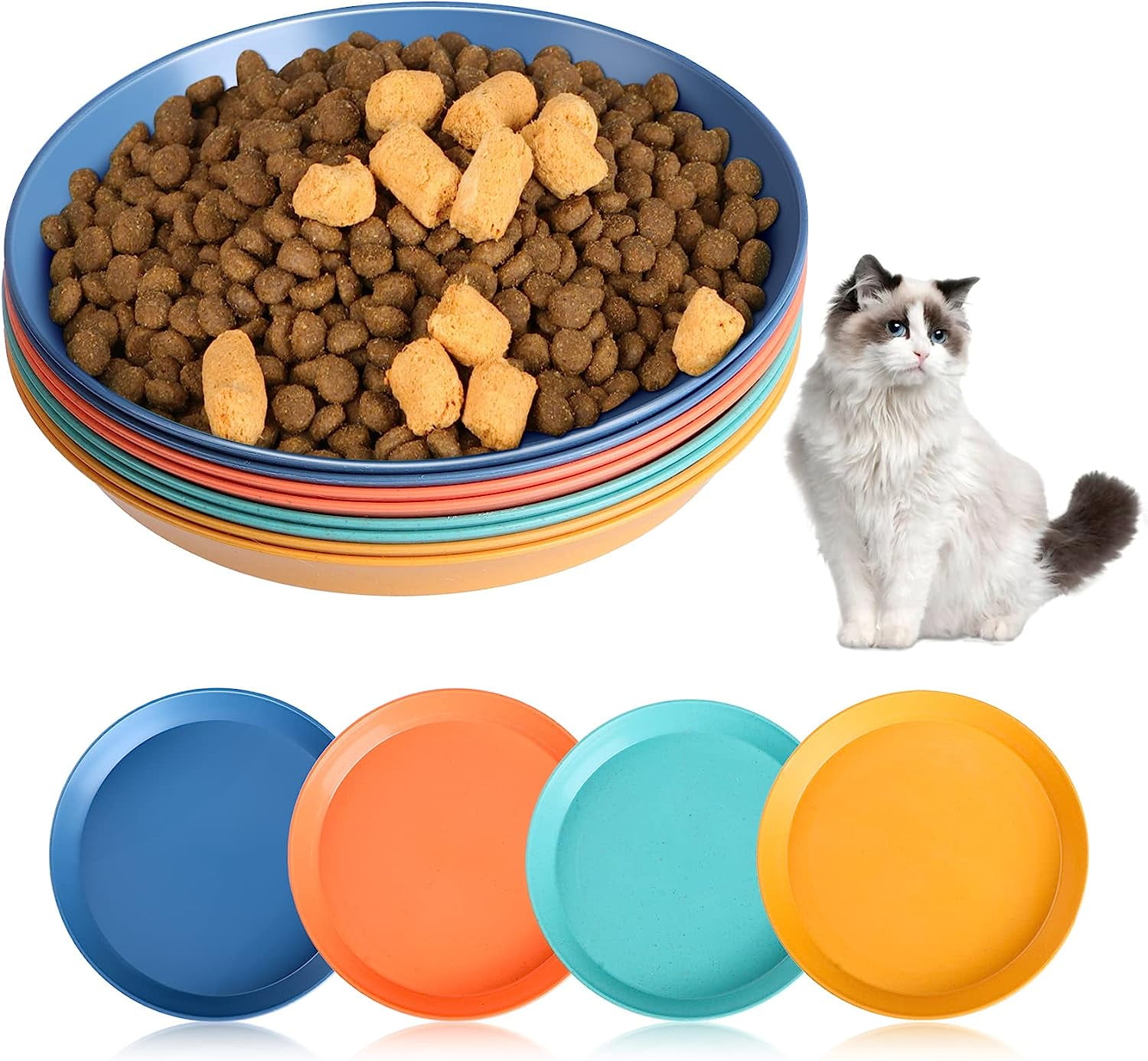 8 cat bowls for food and water, 6-inch (about 15.2 cm) cat whisker ...
